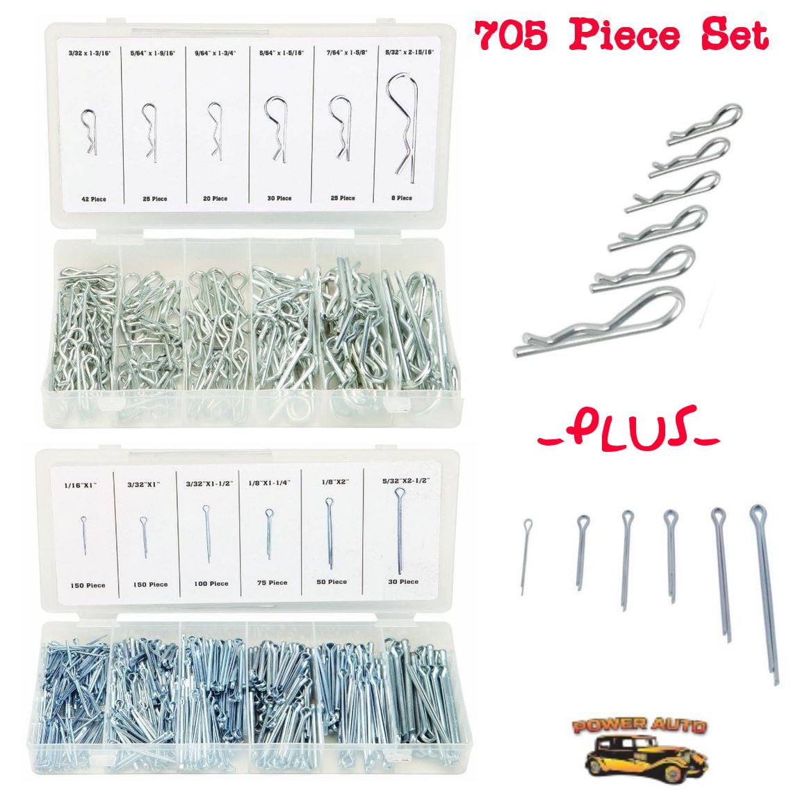 TriCo Advanced Hitch Pin Clip Assortment, Cotter Pin Value Pack ...