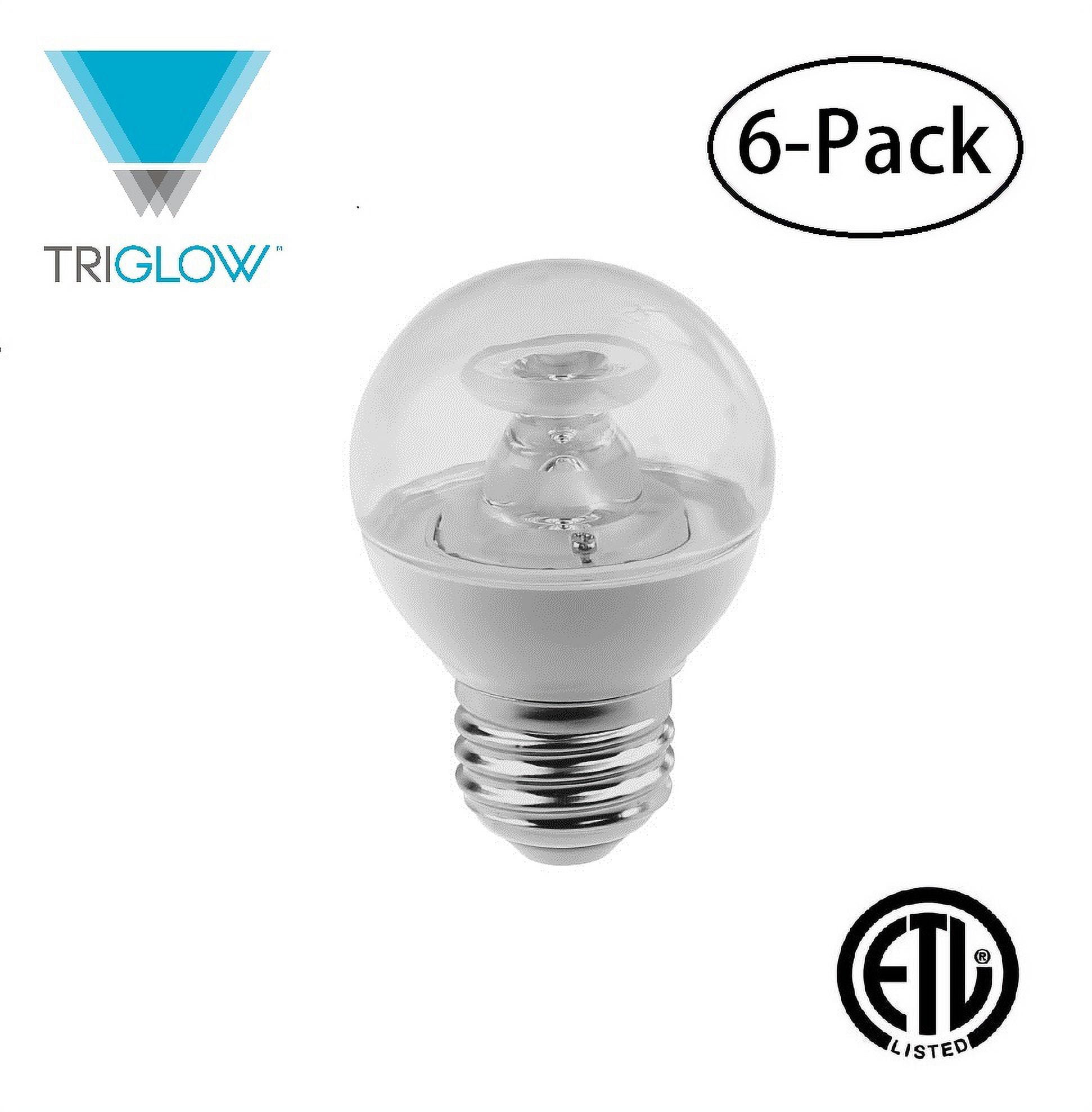 TriGlow (Pack of 6) 5 Watt (40W Equivalent) Dimmable LED G16 Globe Bulb ...