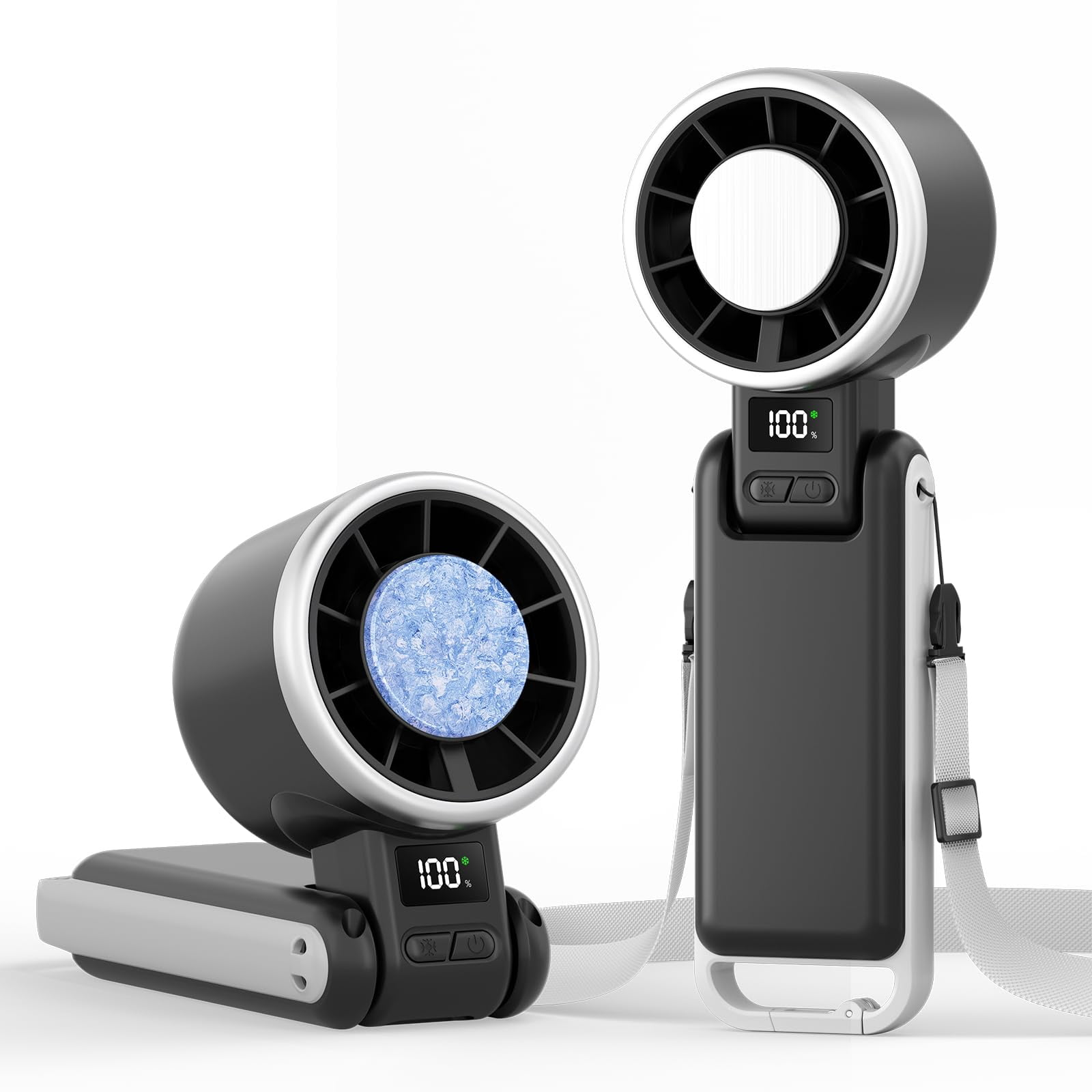 TriPole Portable Handheld Turbo Fan with Ice Cooling, 5 Speed Battery ...