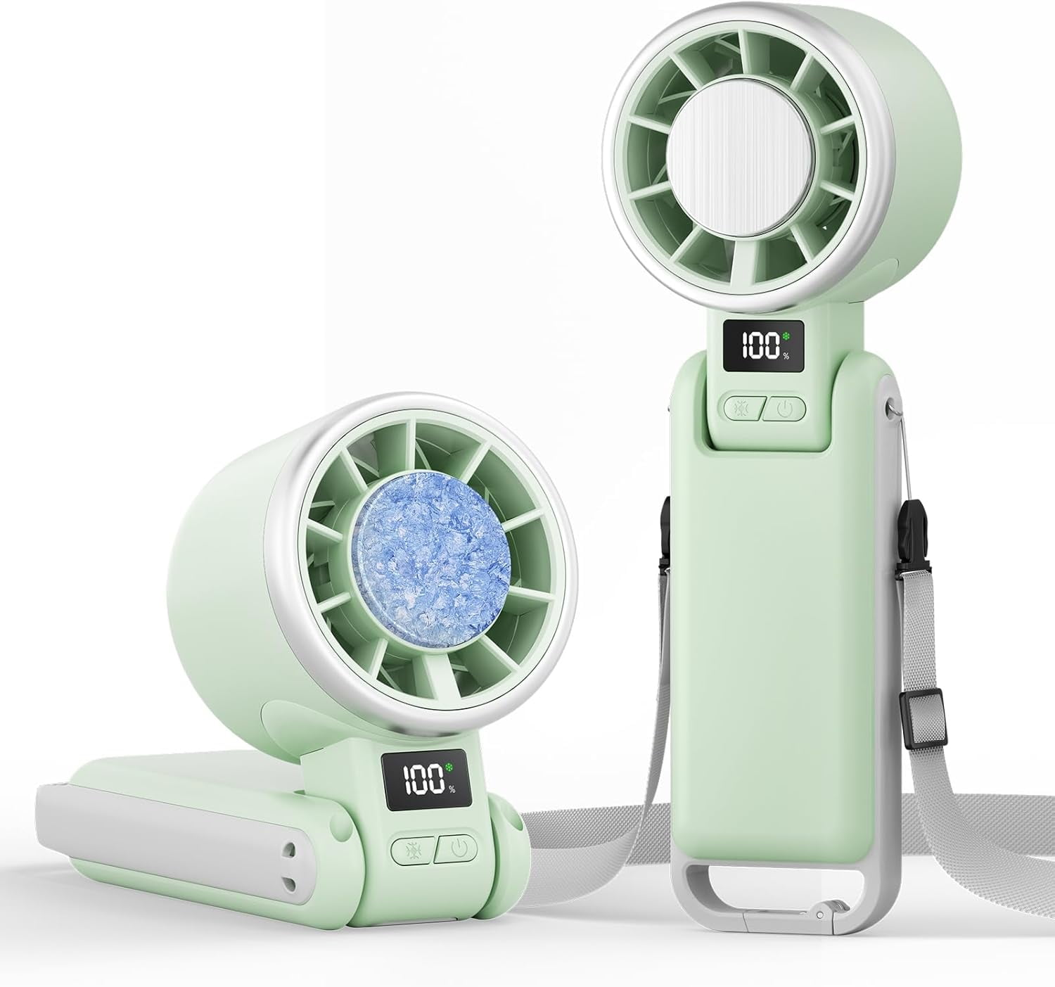 TriPole Portable Handheld Turbo Fan with Ice Cooling, 5 Speed Battery ...