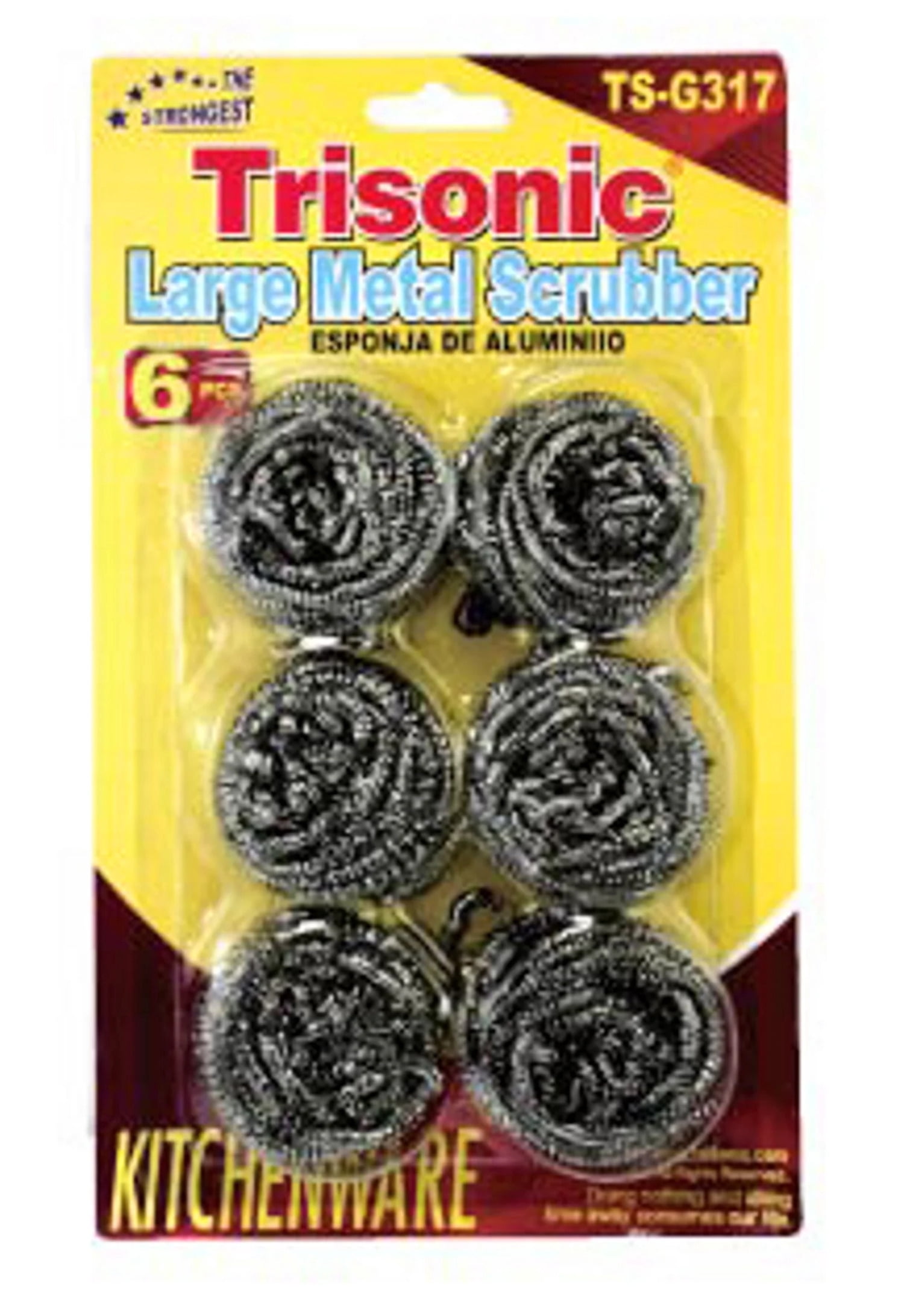 TriSonic Large Metal Scrubber 6-Count Stainless Steel Sponges ...