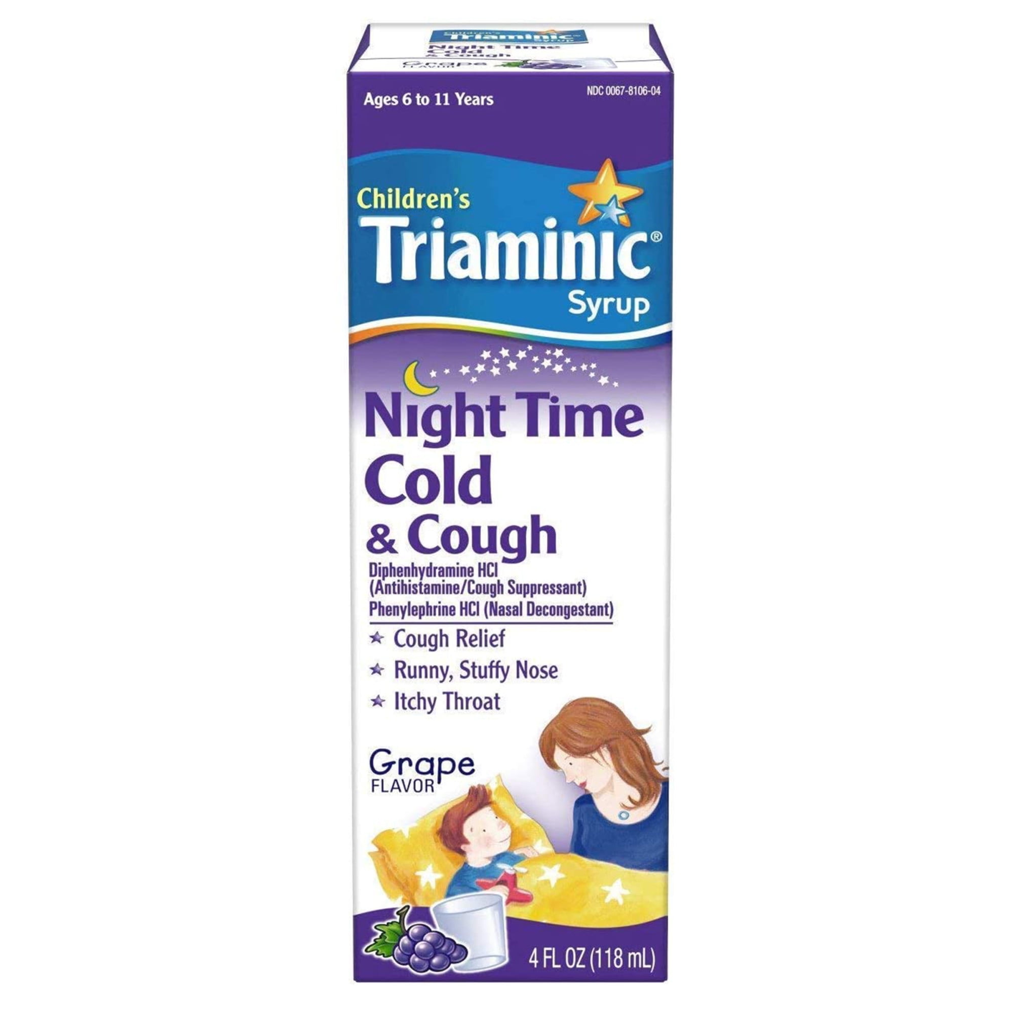 Triaminic Nighttime Children's Cold and Cough Syrup, Grape Flavor, 4 Oz ...