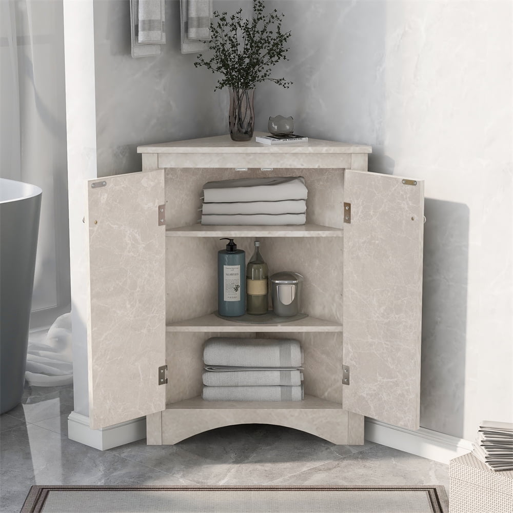 Triangle Bathroom Storage Cabinet, Wooden Corner Freestanding Floor ...