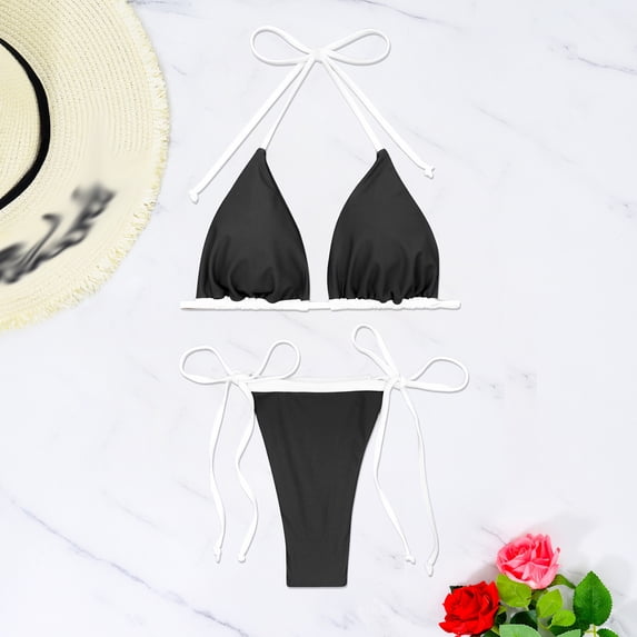 Triangle Bikini Set for Women Sexy Halter Bathing Suits 2 Piece Sets ...