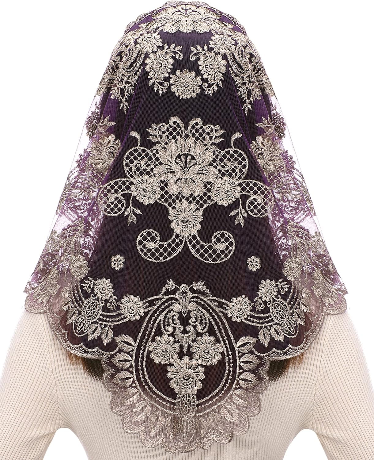 Triangle Catholic Chapel Mantilla Veils - Short Camellia Embroidery ...