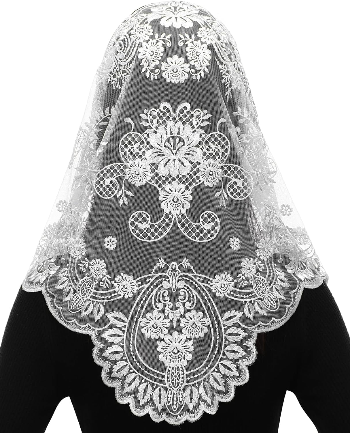Triangle Catholic Chapel Mantilla Veils - Short Camellia Embroidery ...