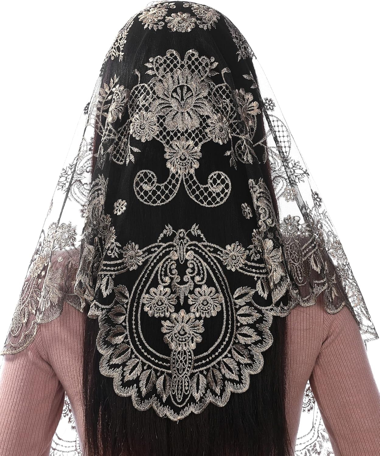 Triangle Catholic Chapel Mantilla Veils - Short Camellia Embroidery ...