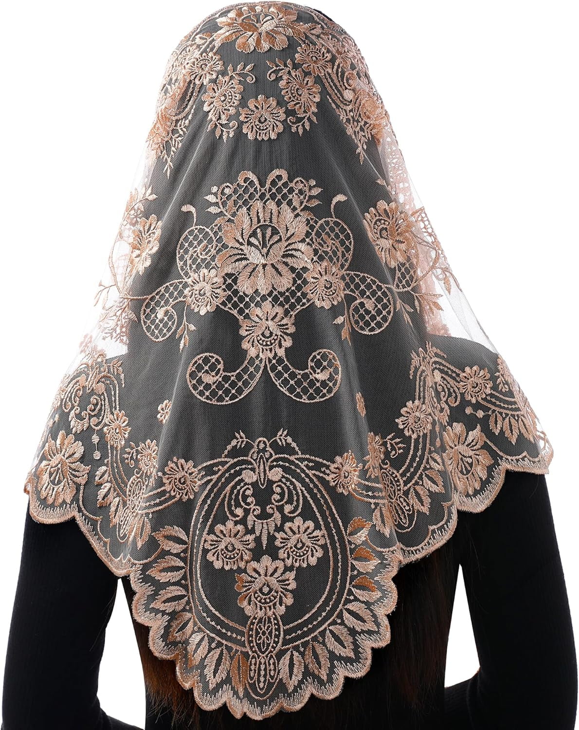 Triangle Catholic Chapel Mantilla Veils - Short Camellia Embroidery ...