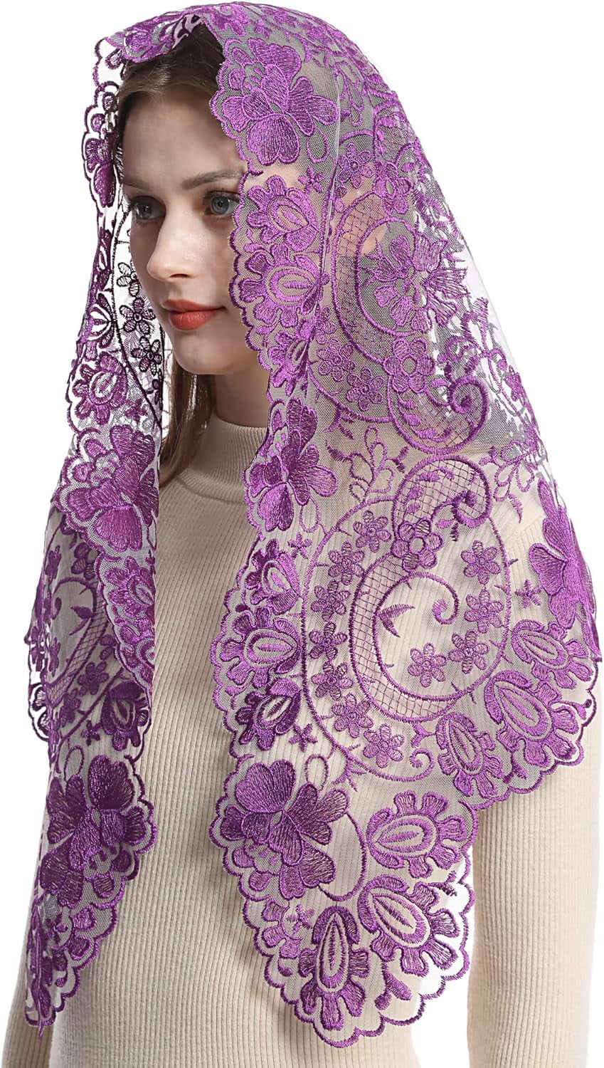 Triangle Catholic Church Mantilla Veils for Religious Christian Floral ...