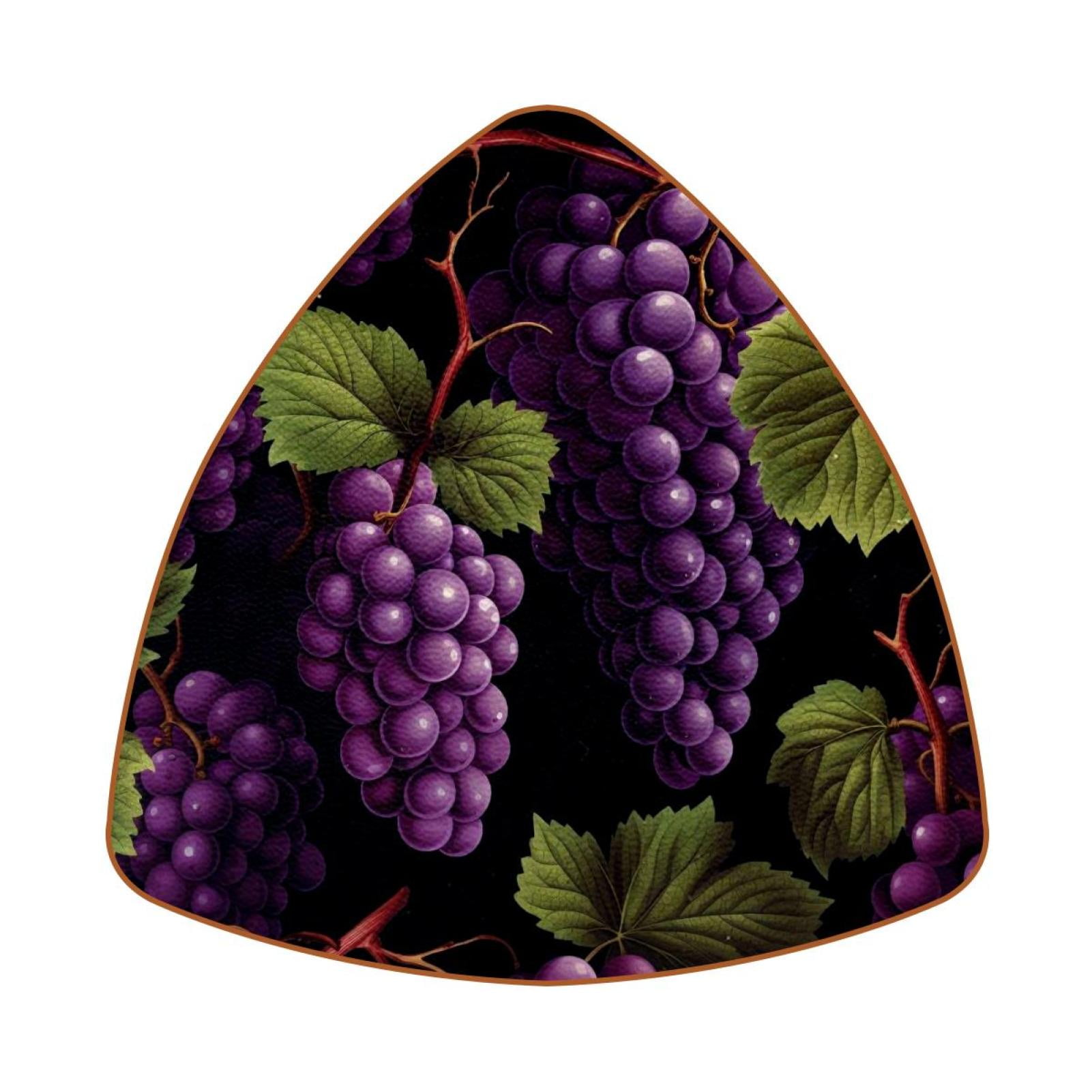 Triangle Coasters for Drinks Branches of Grapes Fruits Print Leather ...