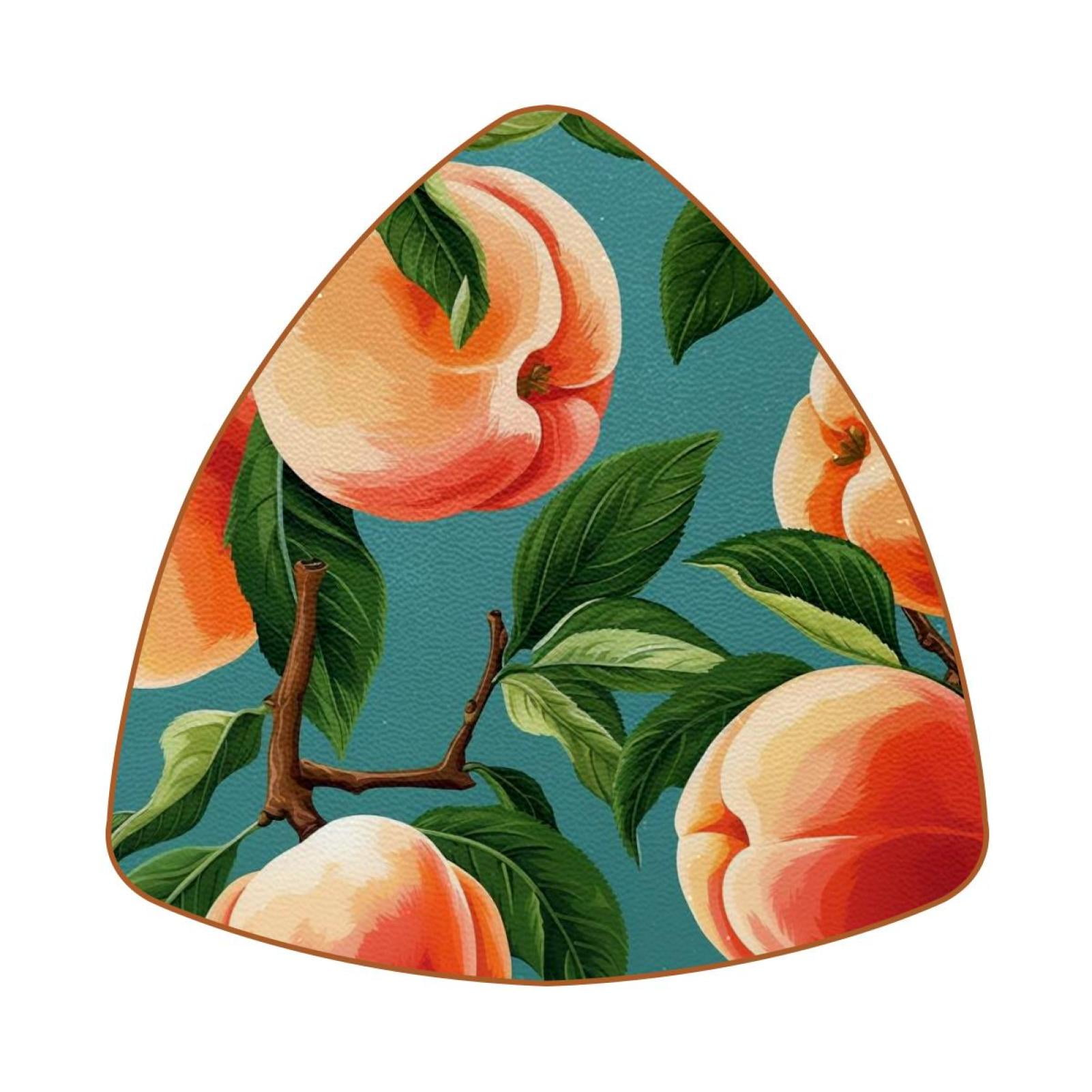 Triangle Coasters for Drinks Peach Fruit on Flowering Branch Print ...