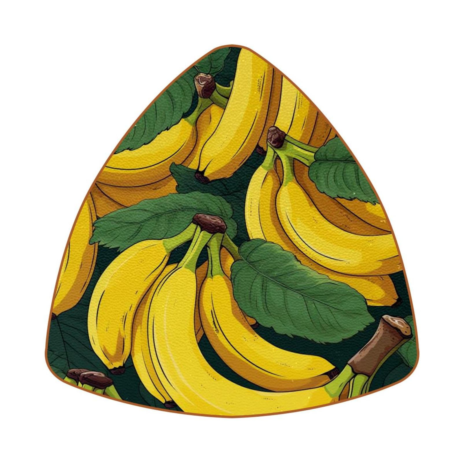 Triangle Coasters for Drinks Banana Fruit and Leave Print Leather Mug ...