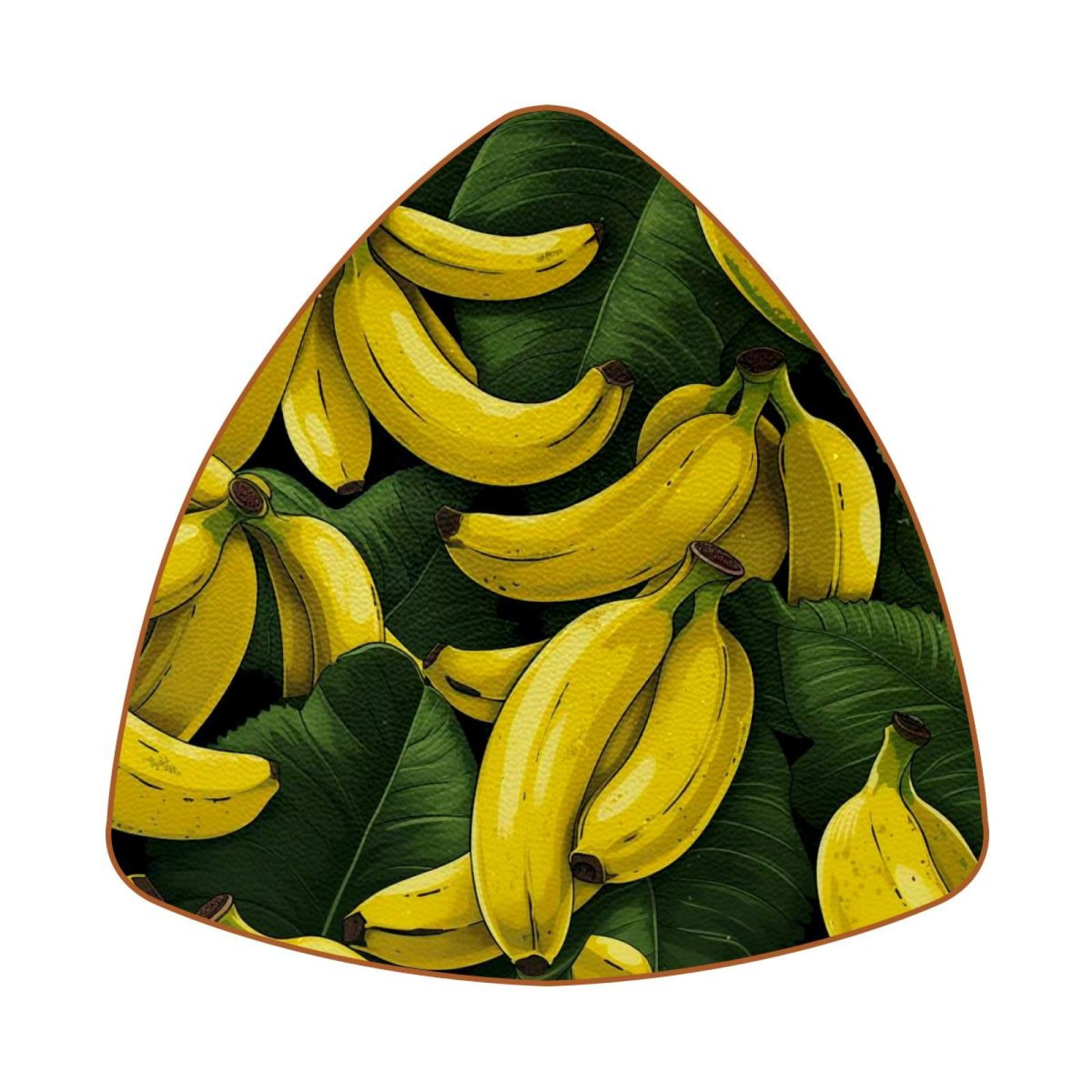 Triangle Coasters for Drinks Banana Fruit and Leave Print Leather Mug ...