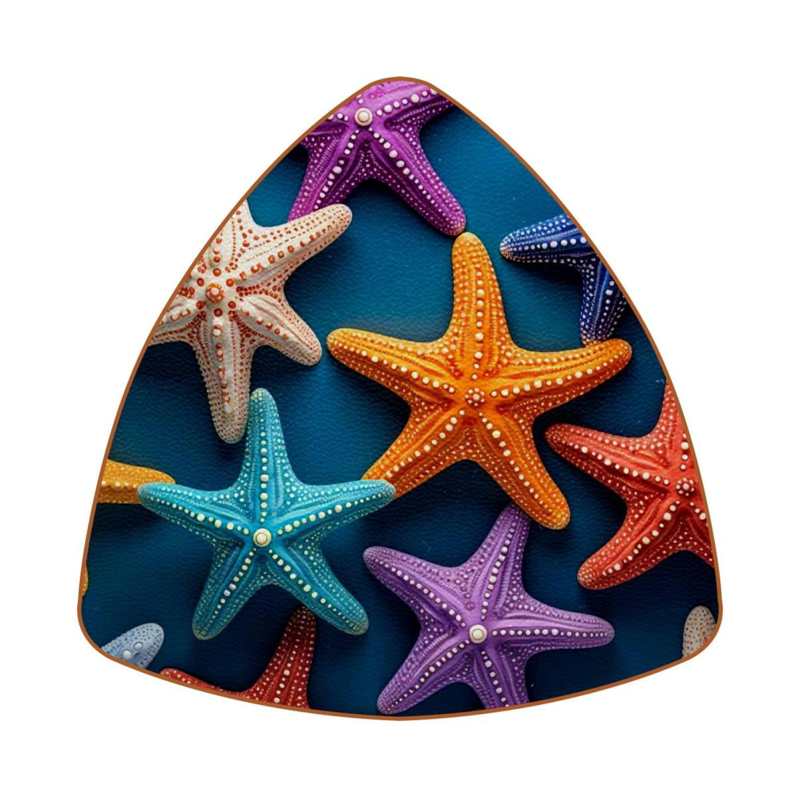 Triangle Coasters for Drinks Beach Sea Starfish Print Leather Mug Cup ...