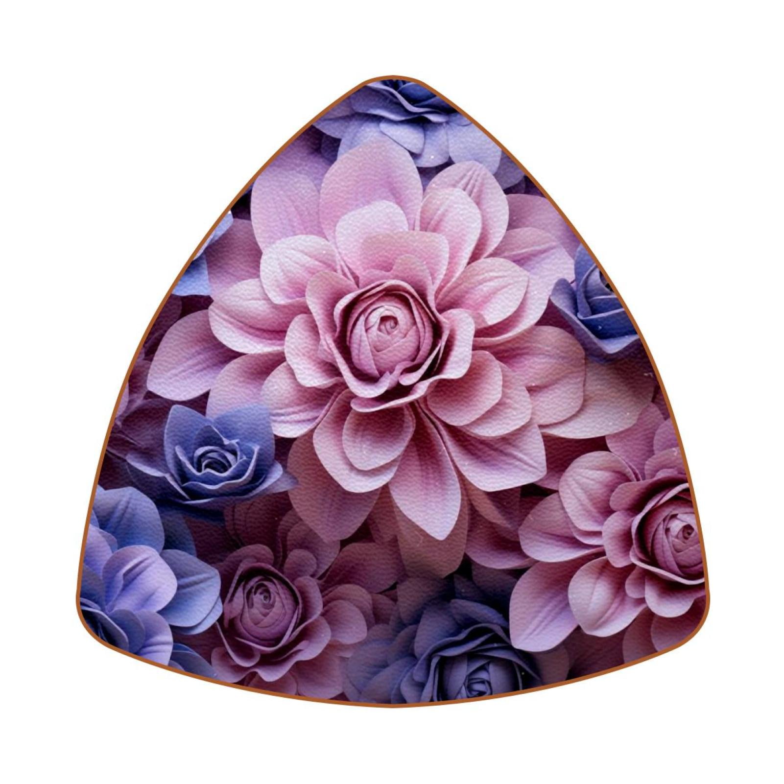 Triangle Coasters for Drinks Colorful Flower Petals Print Leather Mug ...