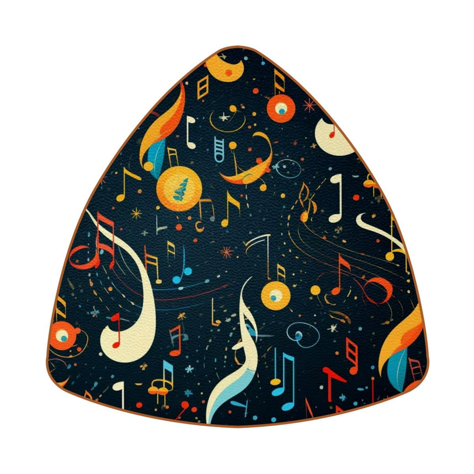 Triangle Coasters for Drinks Colorful Music Notes Print Leather Mug Cup ...