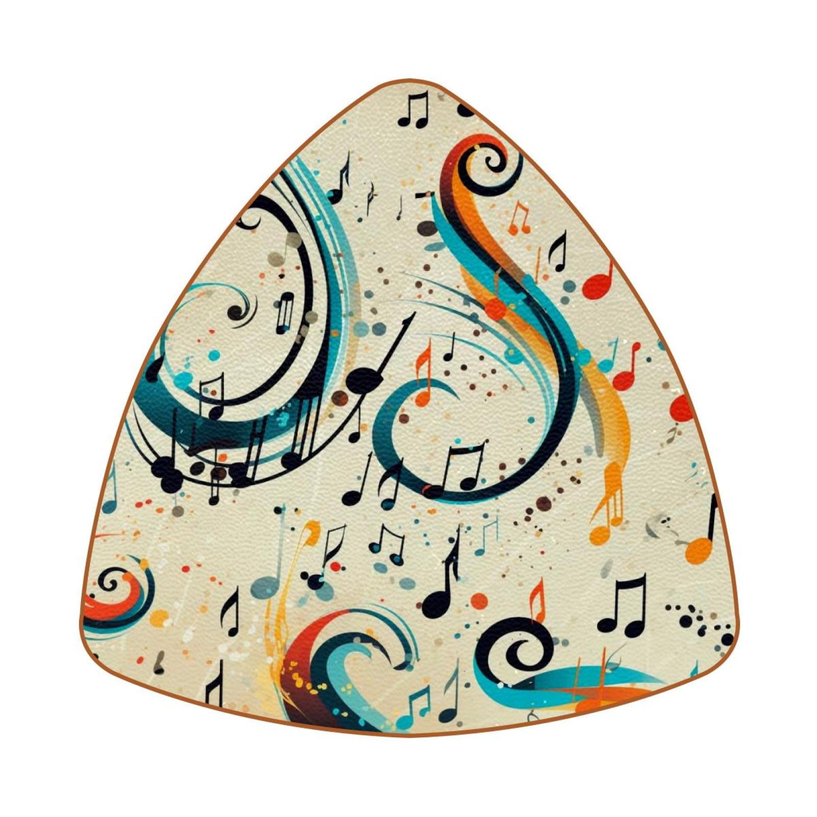 Triangle Coasters for Drinks Colorful Music Notes Print Leather Mug Cup ...