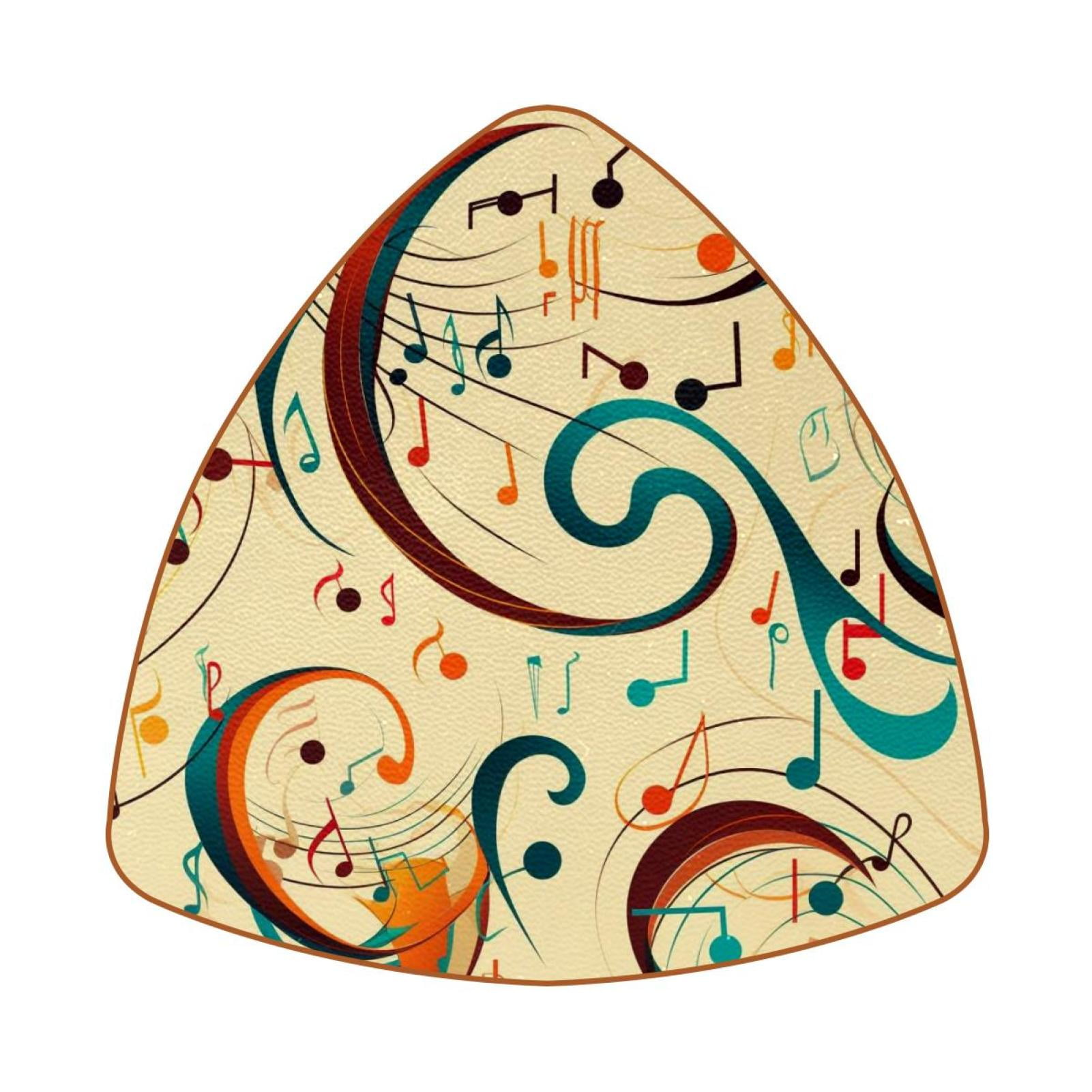 Triangle Coasters for Drinks Colorful Music Notes Print Leather Mug Cup ...