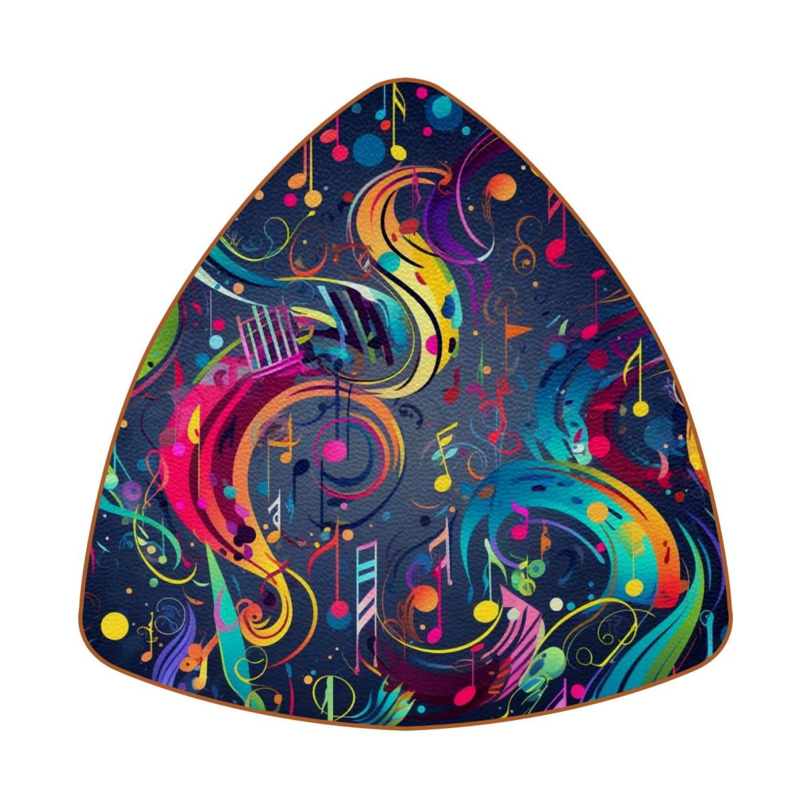 Triangle Coasters for Drinks Colorful Music Notes Print Leather Mug Cup ...