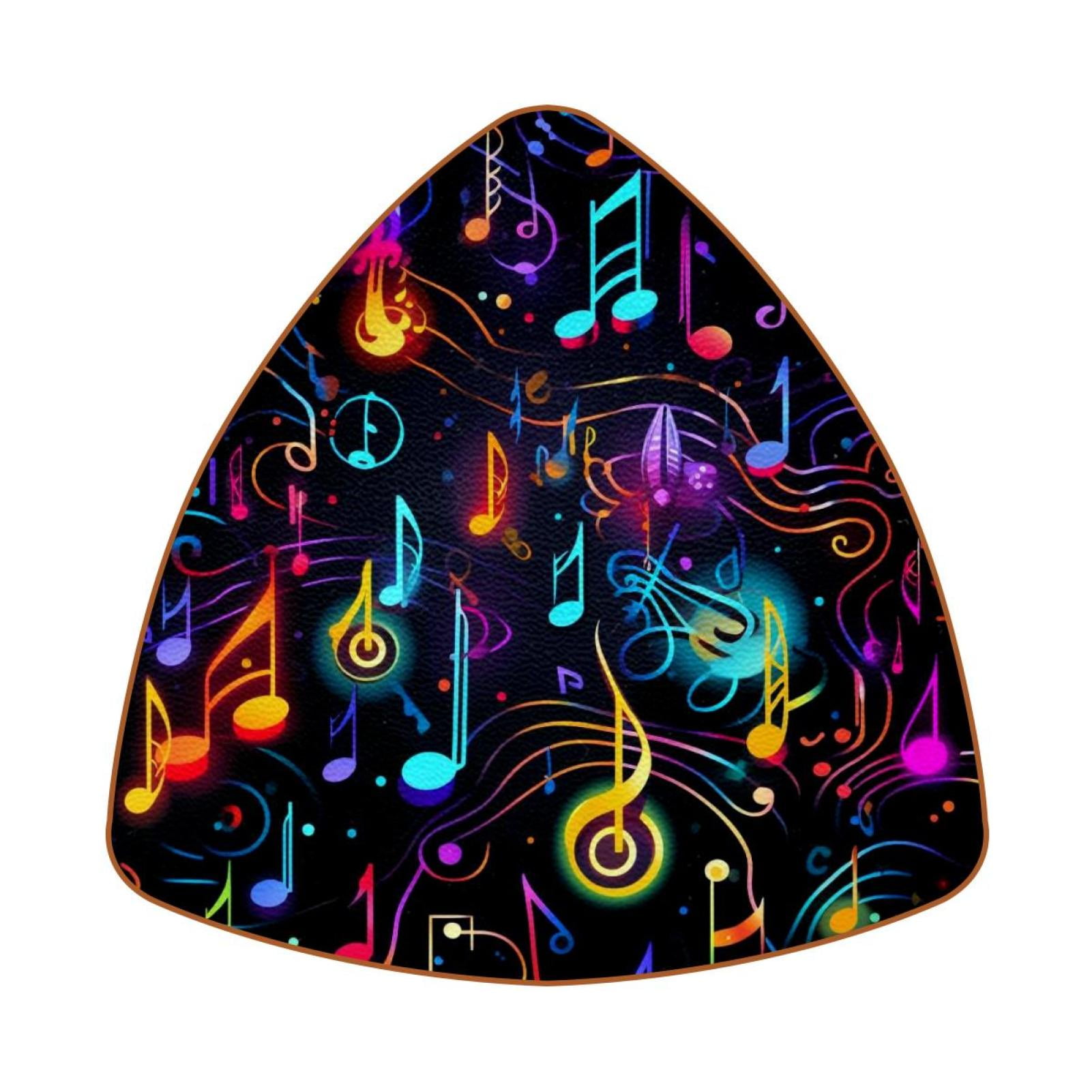 Triangle Coasters for Drinks Colorful Music Notes Print Leather Mug Cup ...
