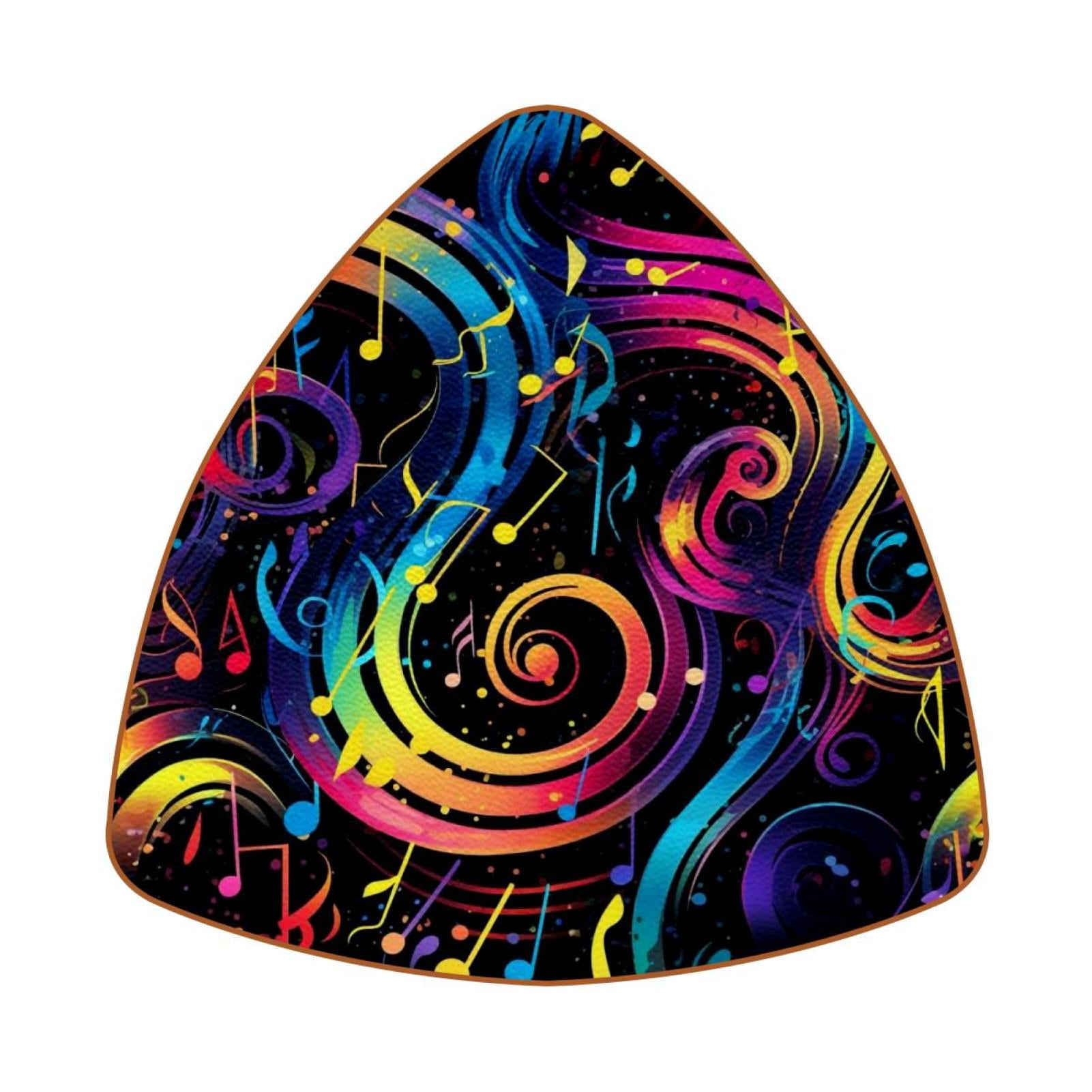 Triangle Coasters for Drinks Colorful Music Notes Print Leather Mug Cup ...