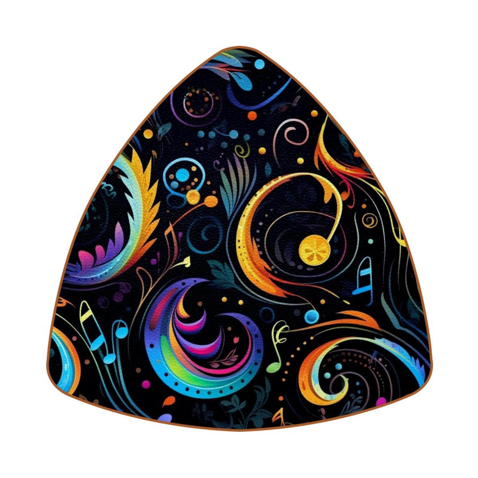 Triangle Coasters for Drinks Colorful Music Notes Print Leather Mug Cup ...
