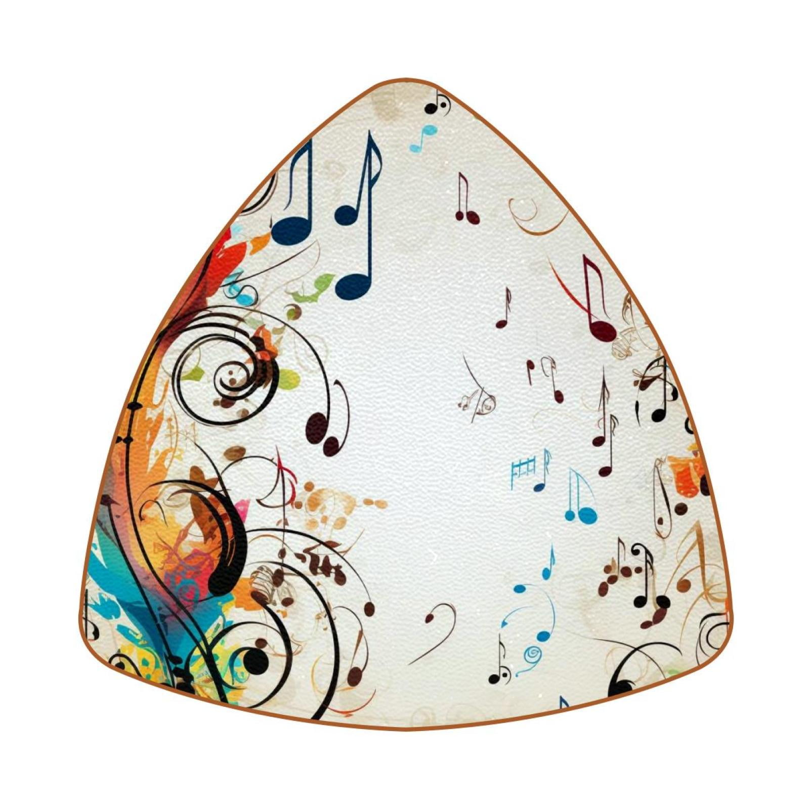 Triangle Coasters for Drinks Colorful Music Notes Print Leather Mug Cup ...