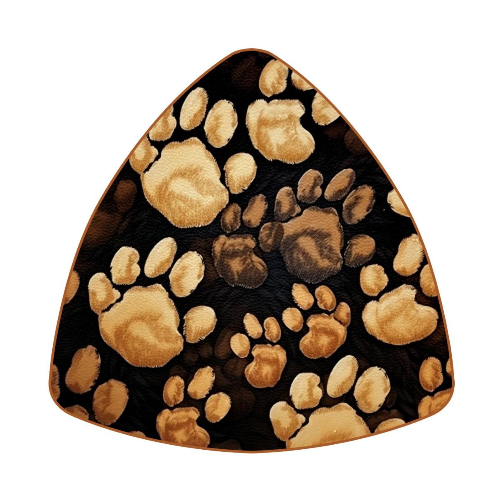 Triangle Coasters for Drinks Colorful Paw Footprints Print Leather Mug ...