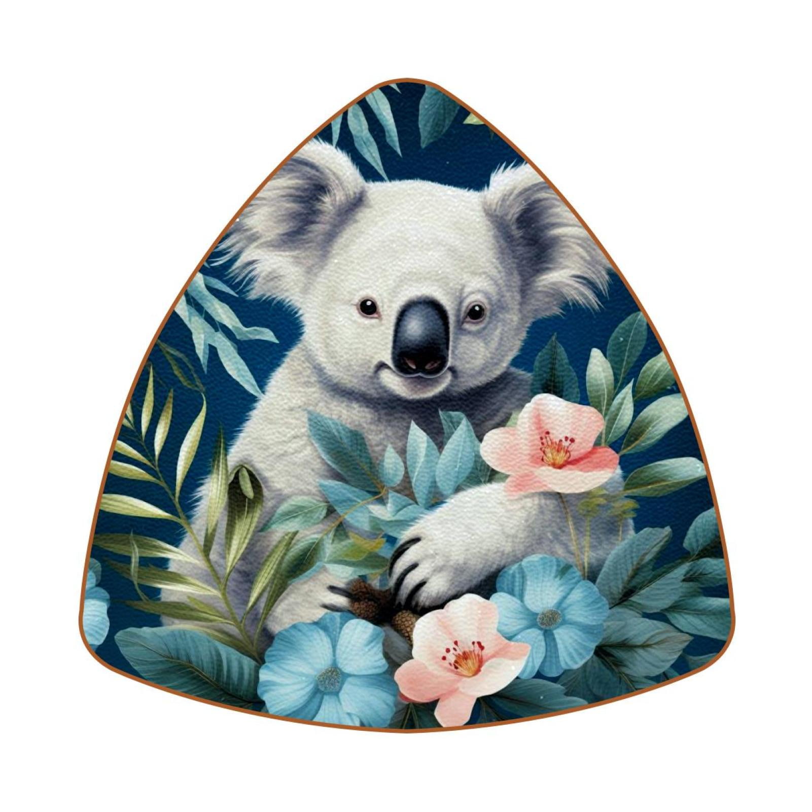 Triangle Coasters for Drinks Koala Baby Animal Print Leather Mug Cup ...