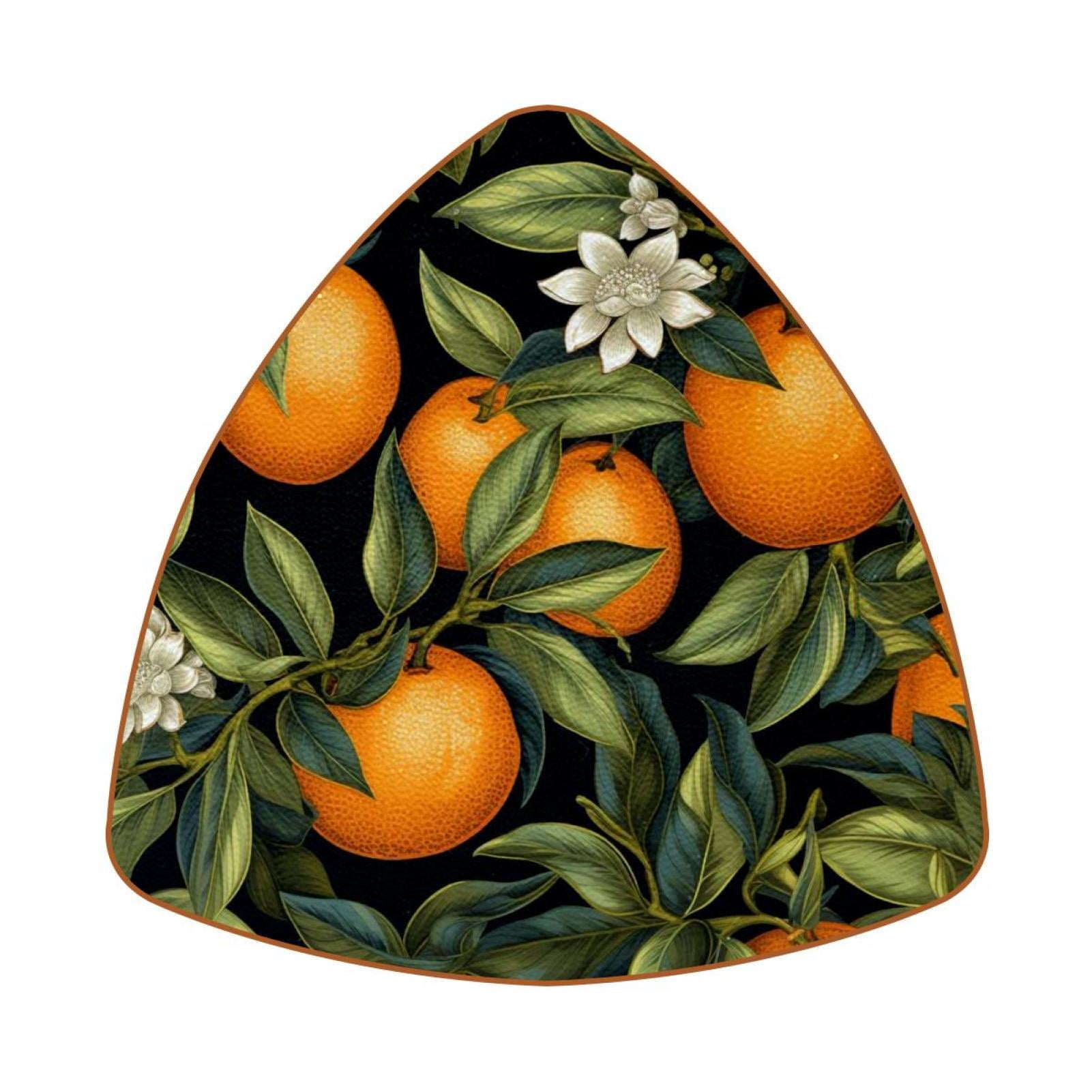 Triangle Coasters for Drinks Oranges Fruit Print Leather Mug Cup Pad ...