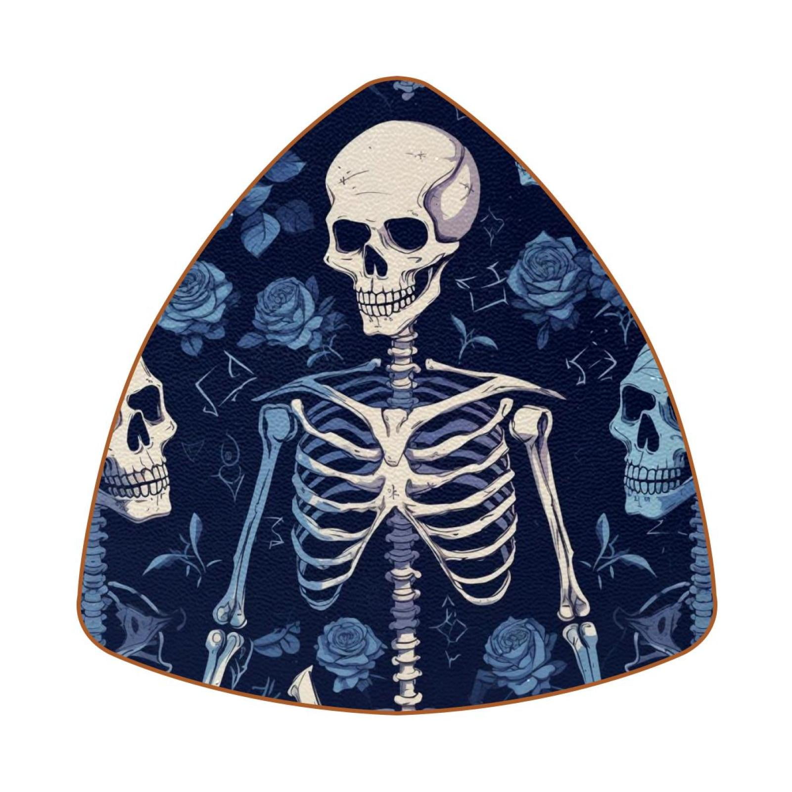 Triangle Coasters for Drinks Skull Skeleton Print Leather Mug Cup Pad ...