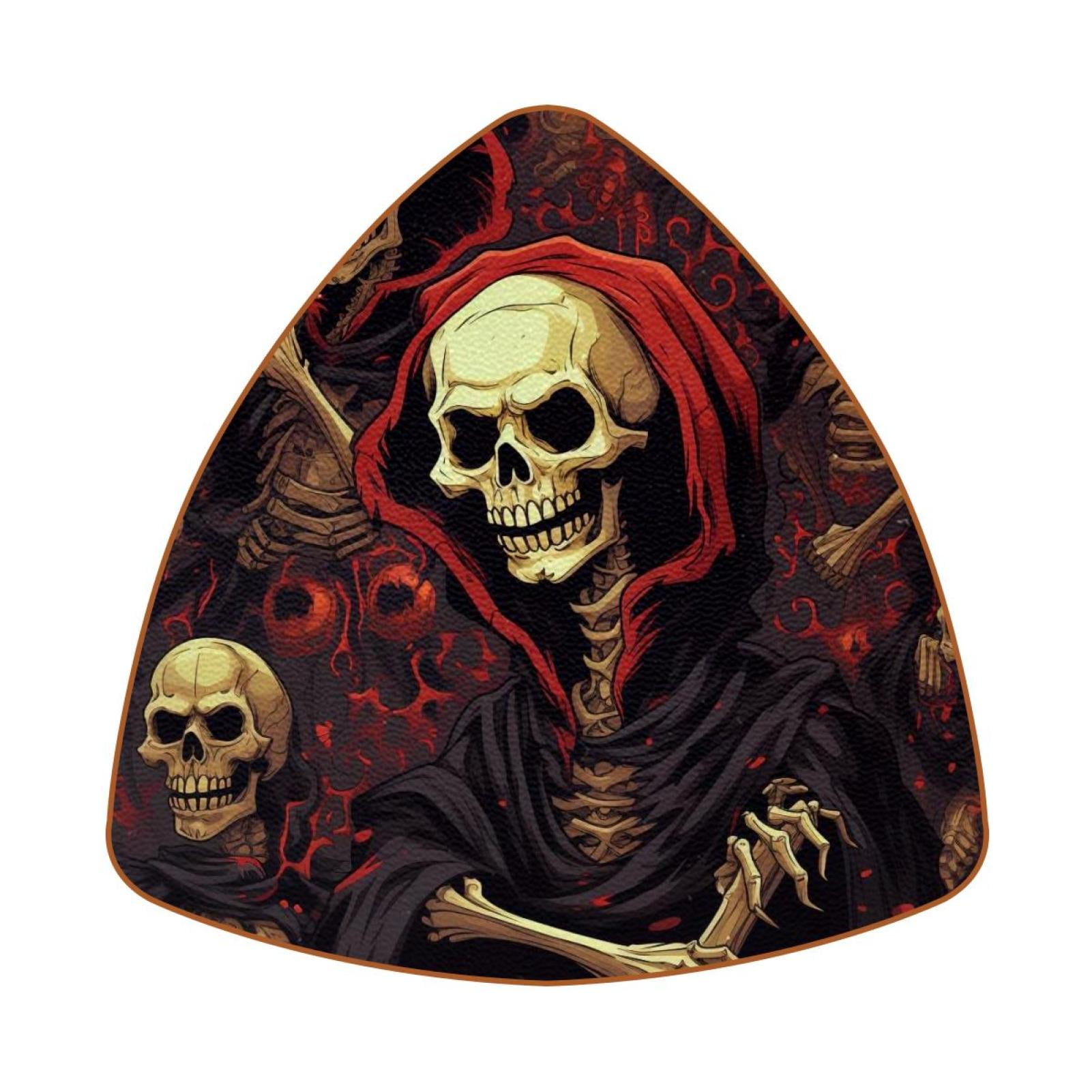 Triangle Coasters for Drinks Skull Skeleton Print Leather Mug Cup Pad ...