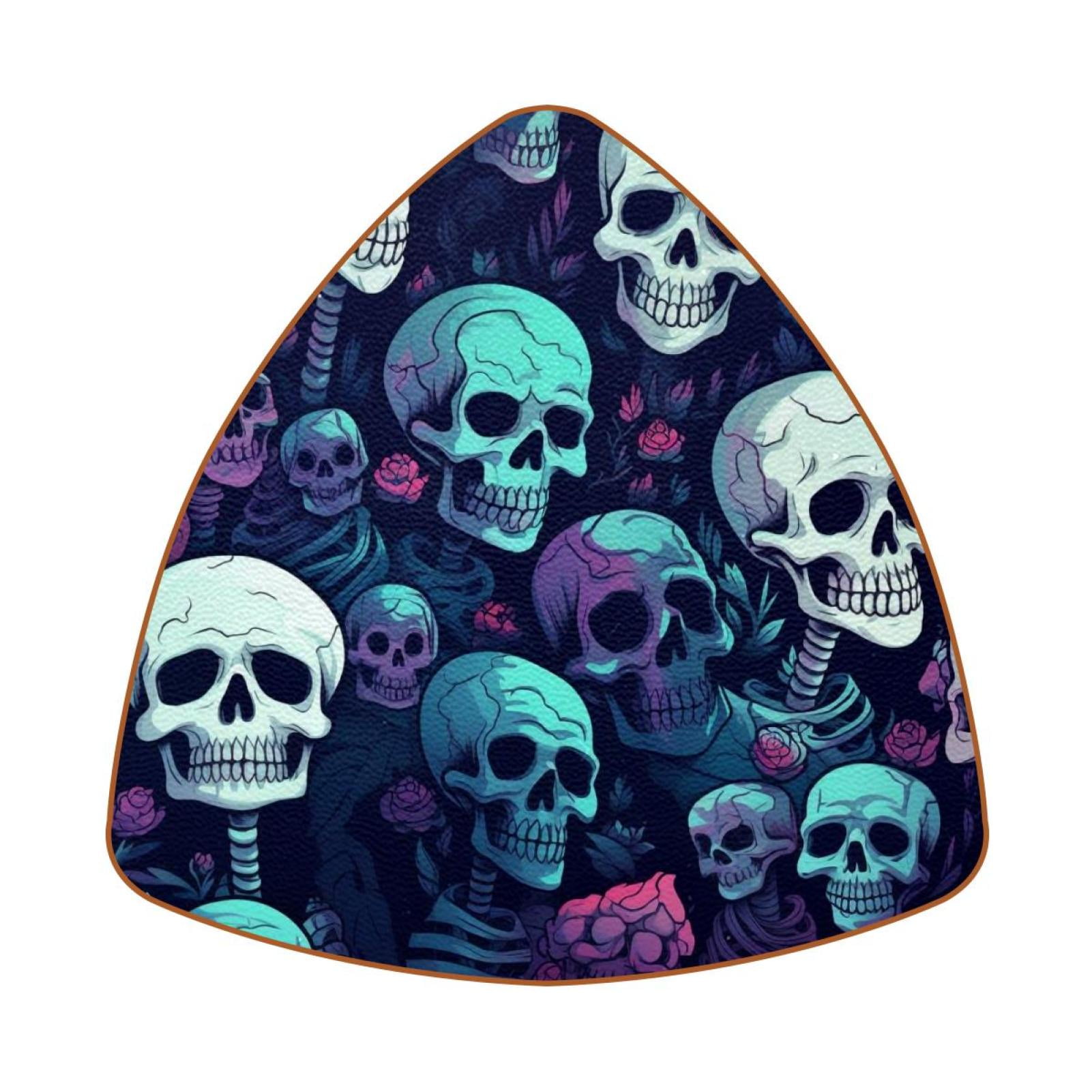 Triangle Coasters for Drinks Skull Skeleton Print Leather Mug Cup Pad ...