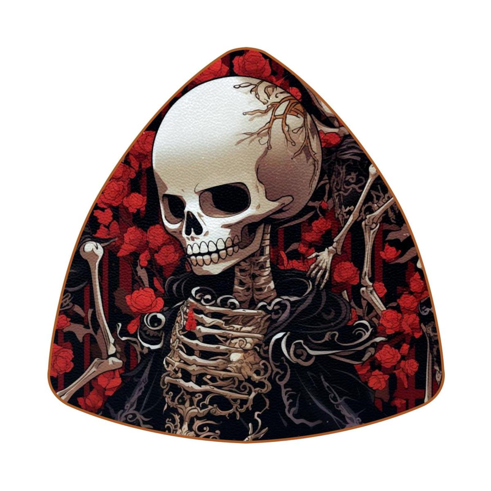 Triangle Coasters for Drinks Skull Skeleton Print Leather Mug Cup Pad ...
