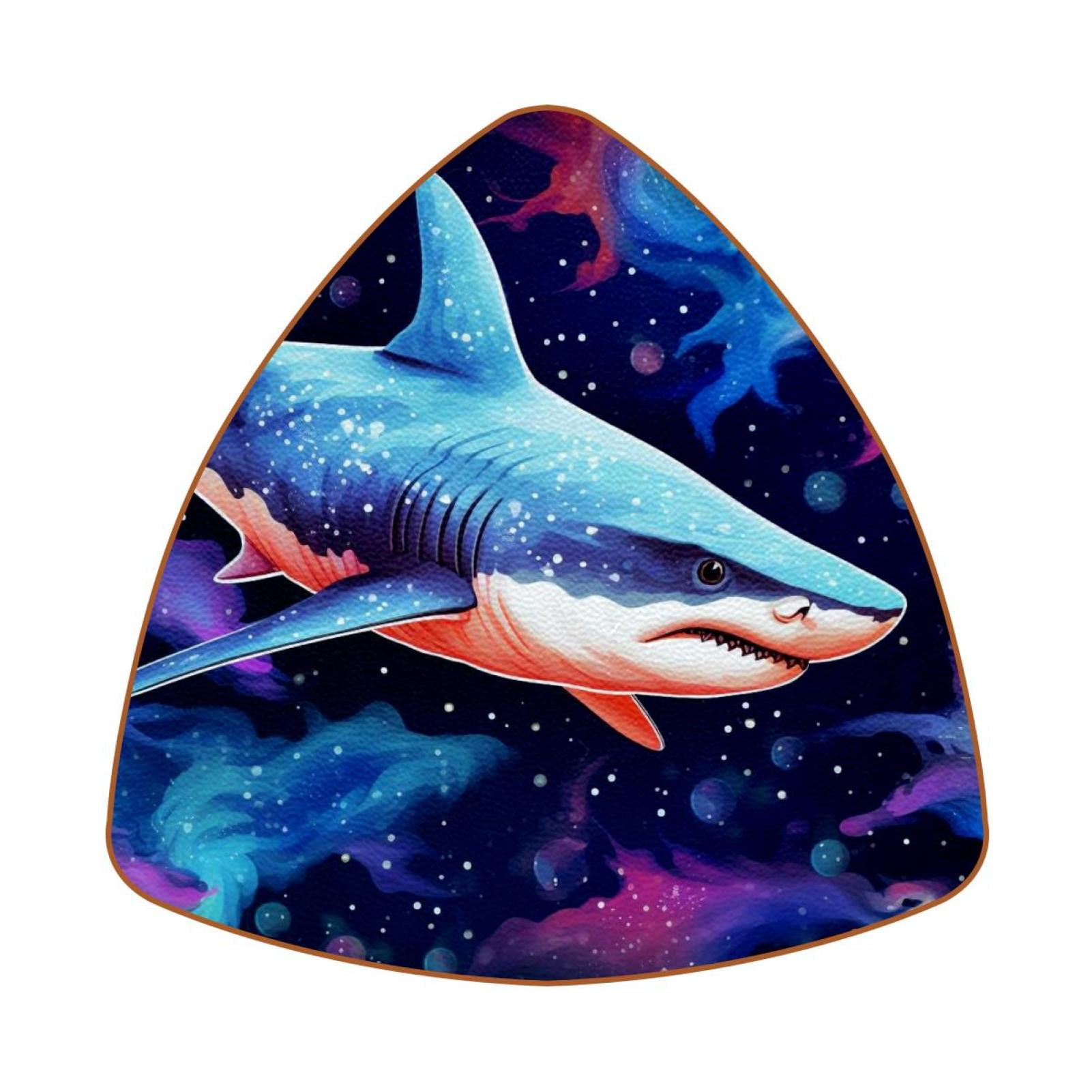 Triangle Coasters for Drinks Starry Shark Print Leather Mug Cup Pad Mat ...