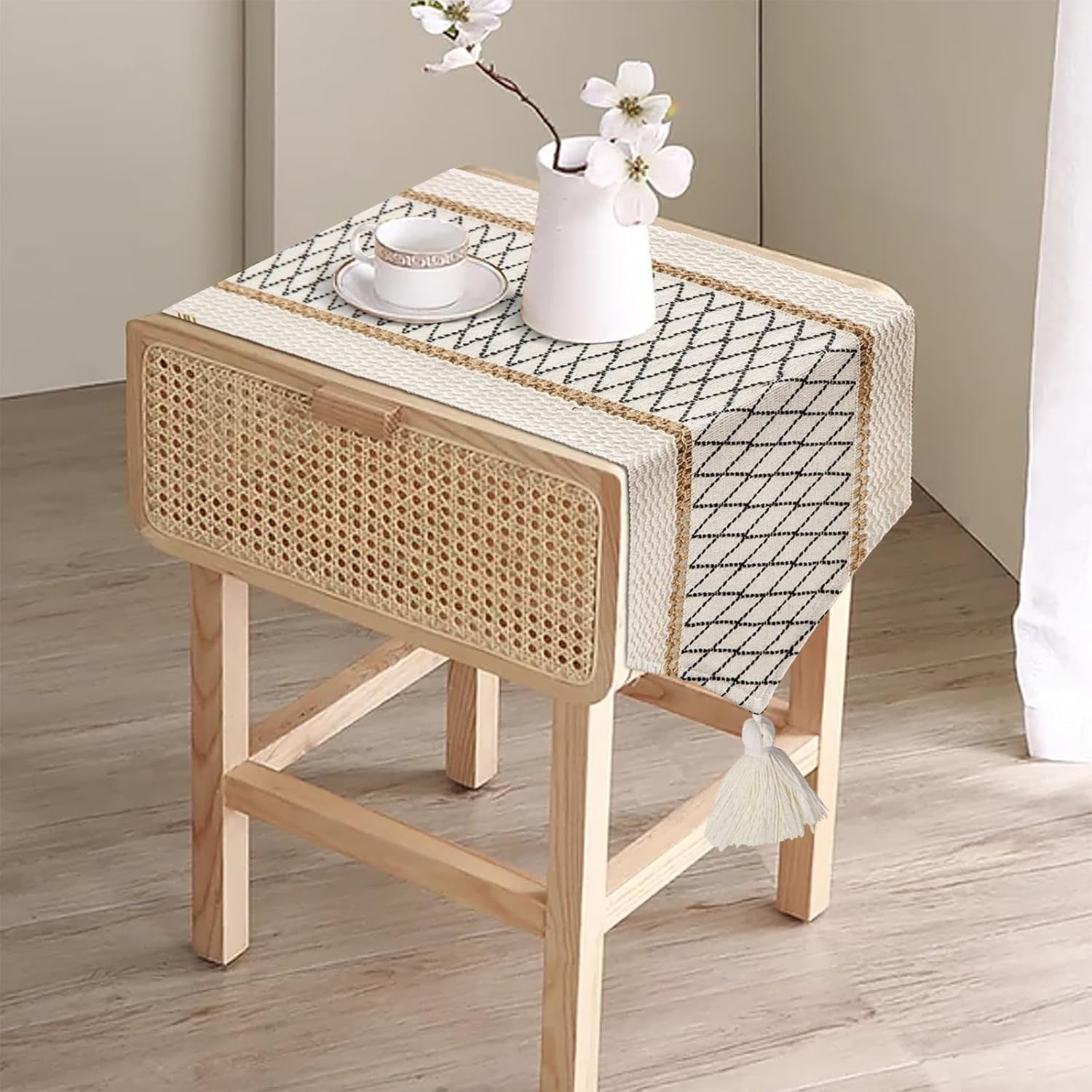 Triangle End, Spring Short Table Runner 36 inches, Lace Dresser for ...