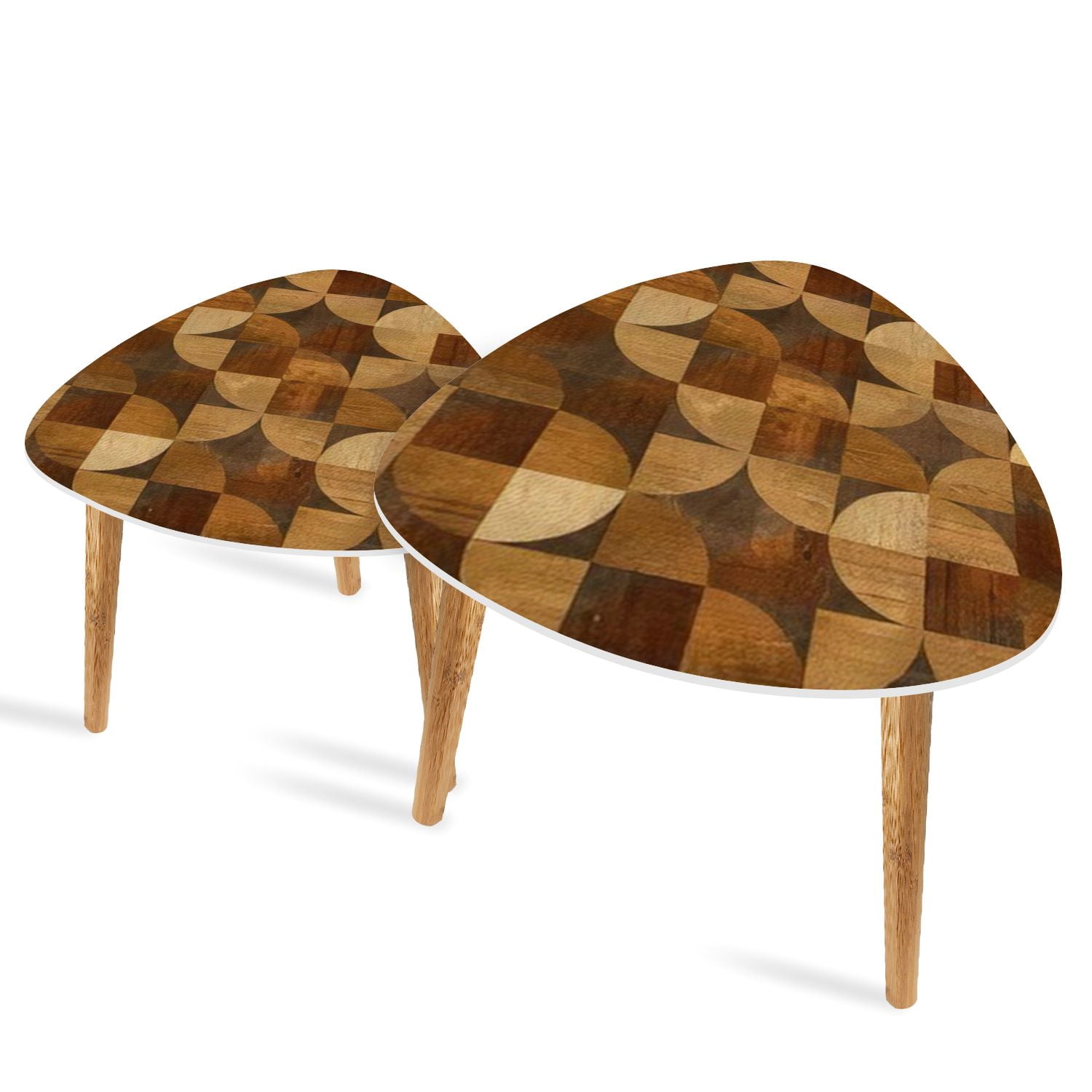 Triangle End Tables Set of 2 Abstract paneling pattern Interior wall ...