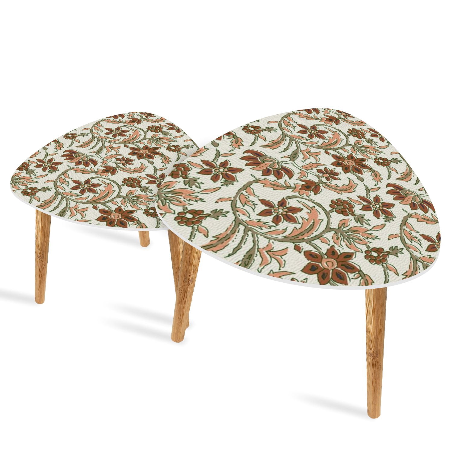 Triangle End Tables Set of 2 Ajrakh Pattern block print Pattern batik ...