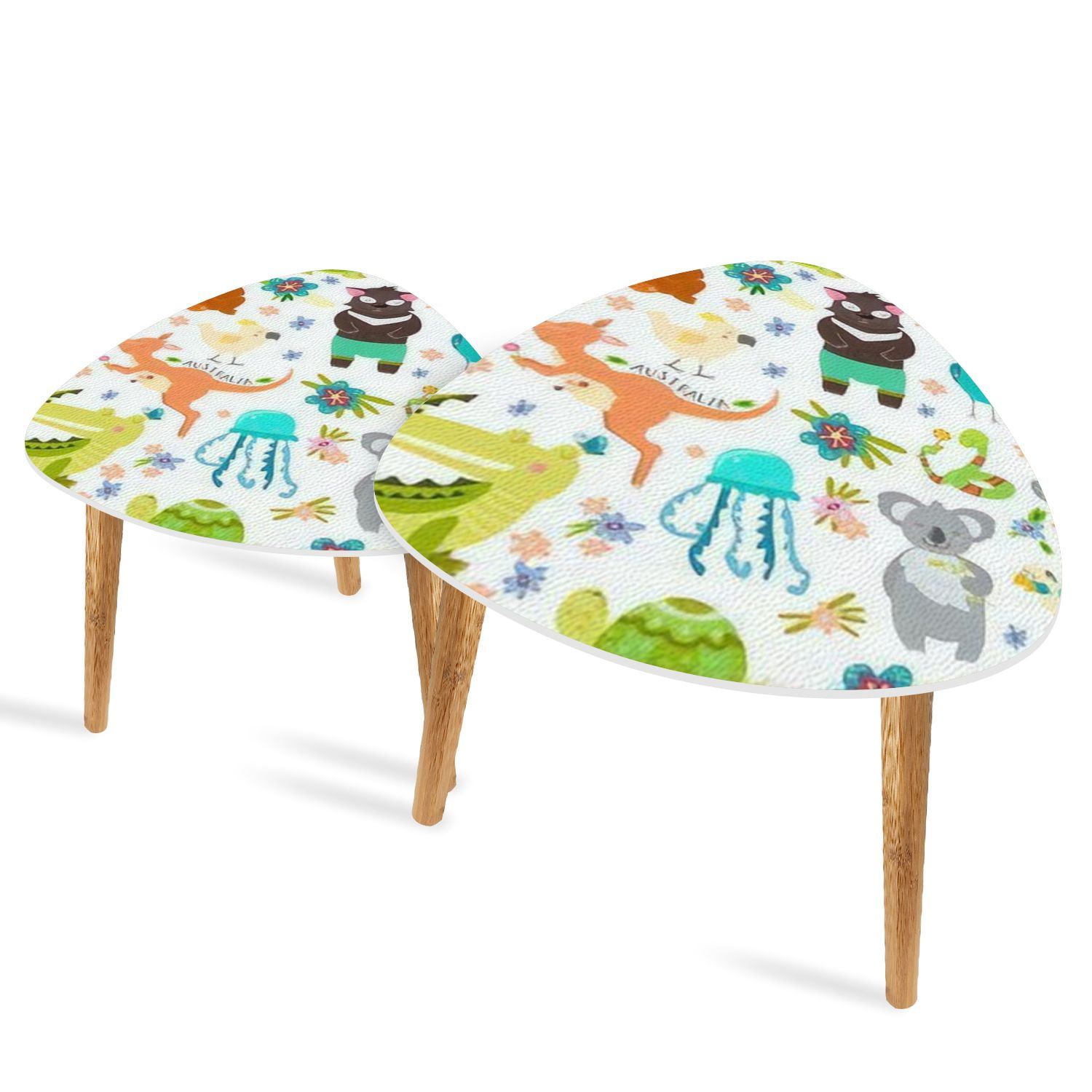Triangle End Tables Set of 2 Animal pattern Australian baby animals ...