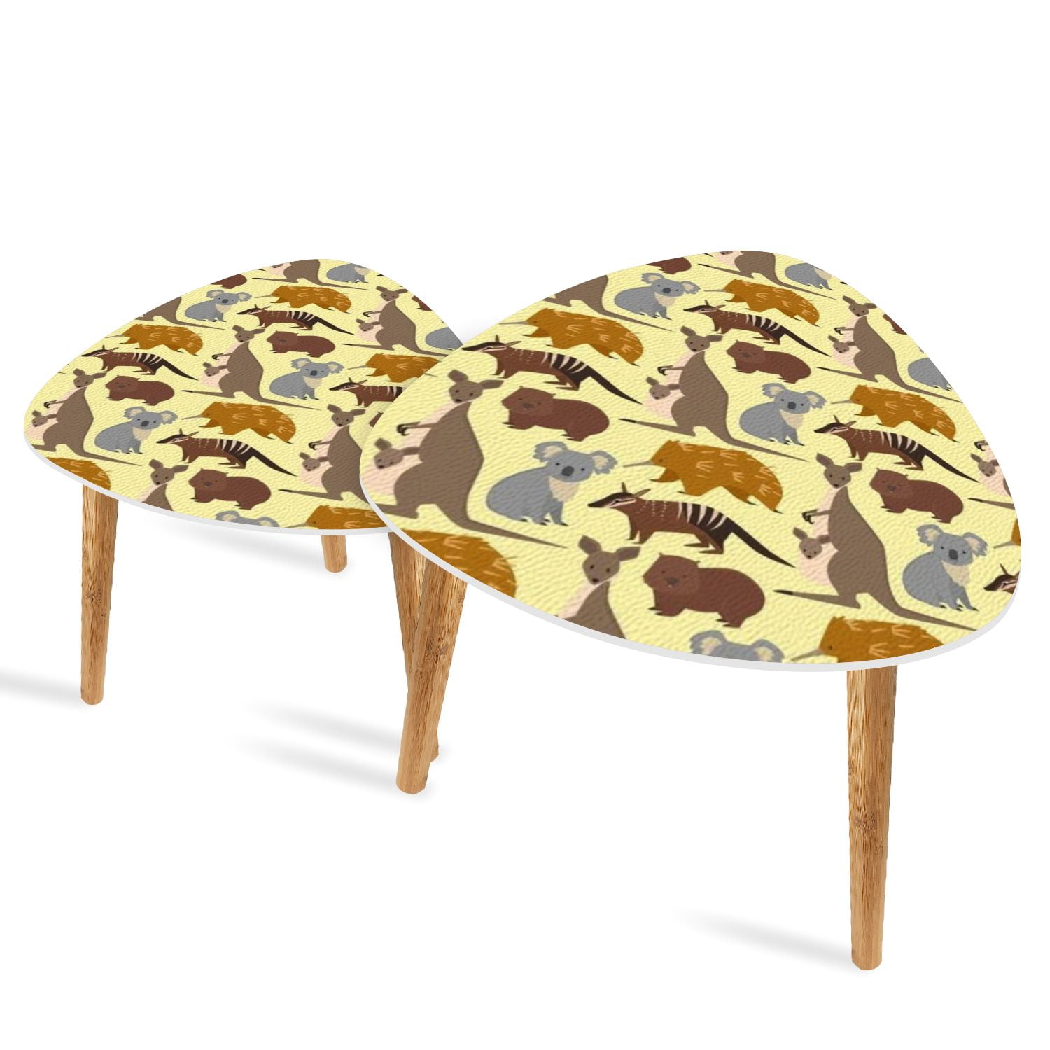 Triangle End Tables Set of 2 Australia wild animals cartoon popular ...