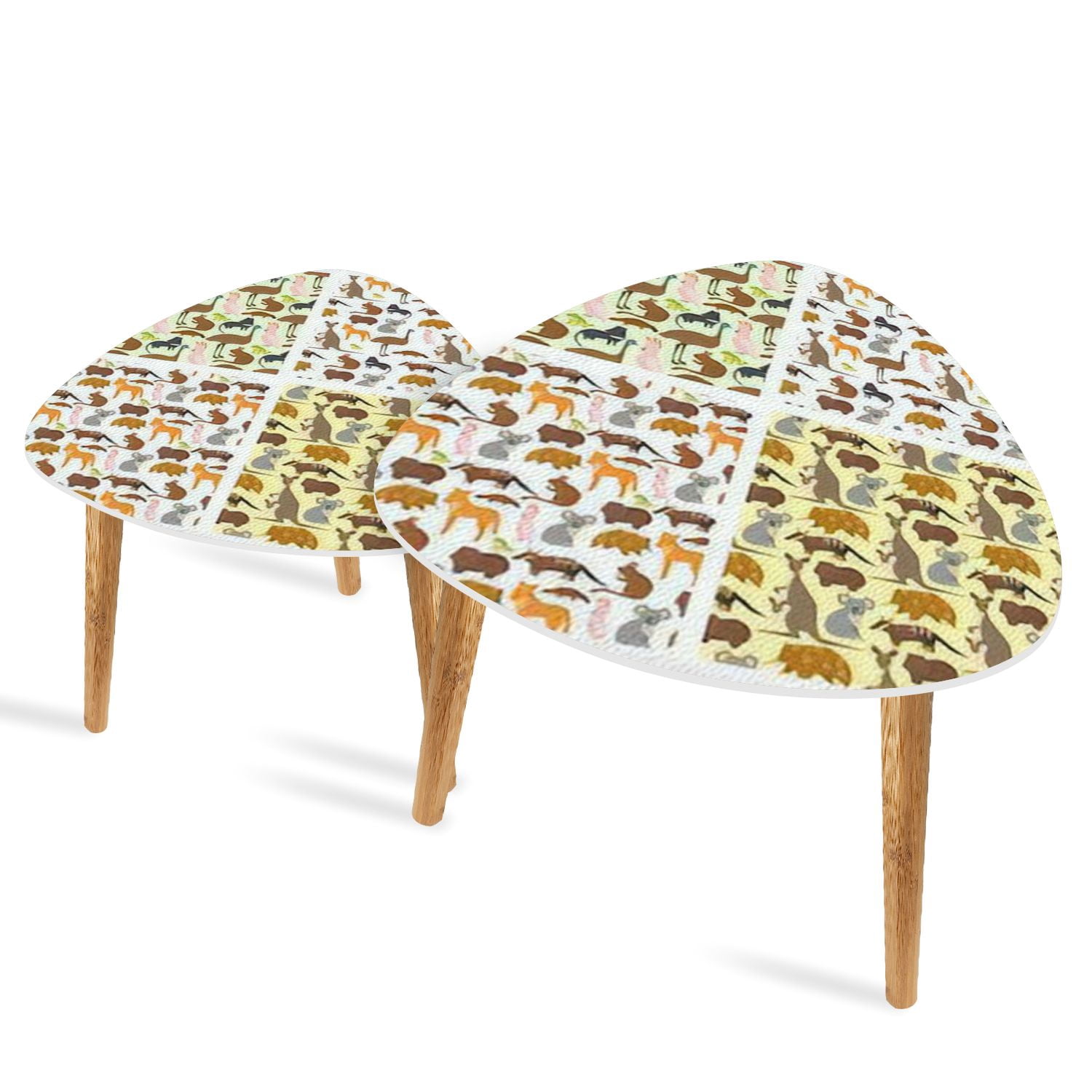 Triangle End Tables Set of 2 Australia wild animals cartoon popular ...