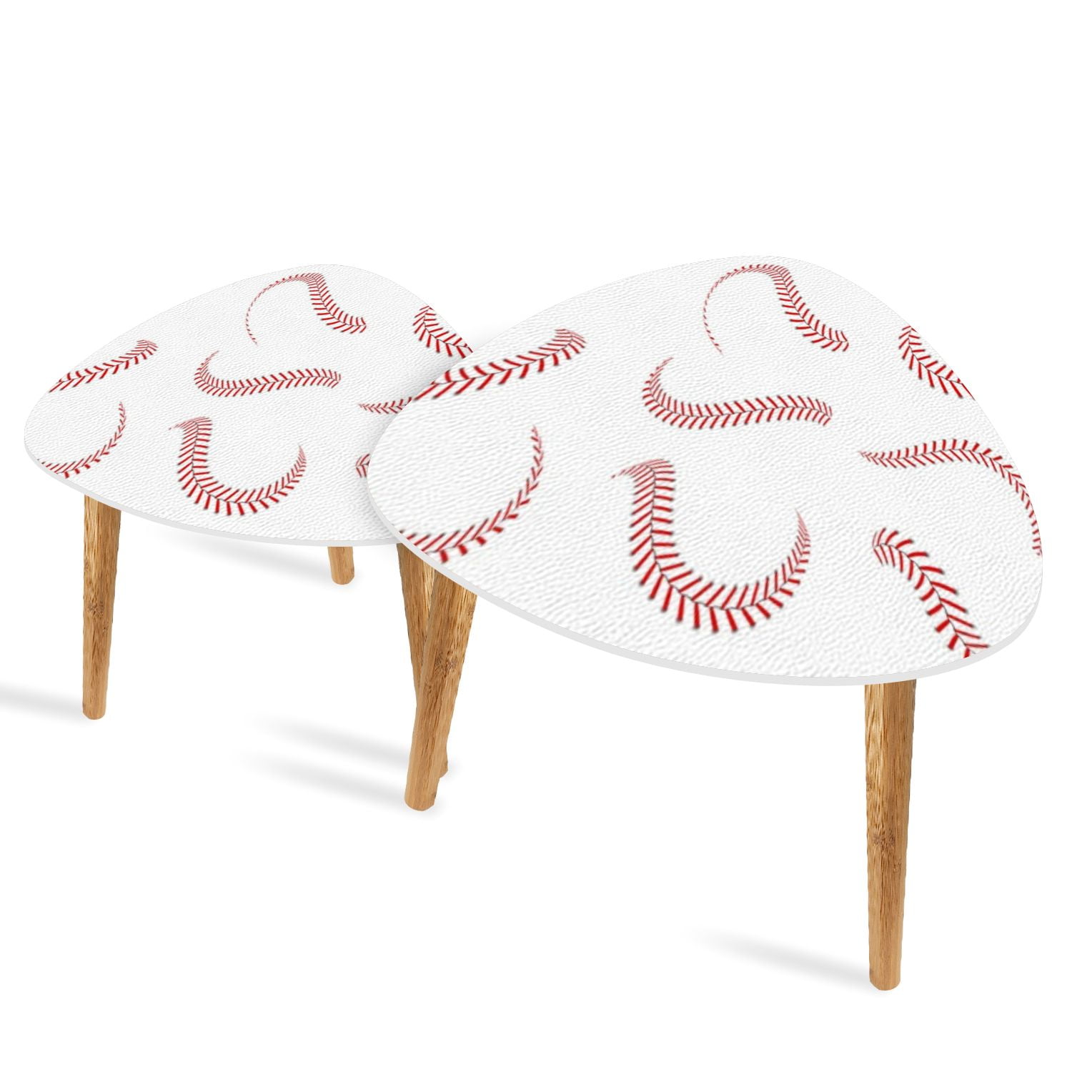 Triangle End Tables Set of 2 Baseball laces set Baseball stitches red ...
