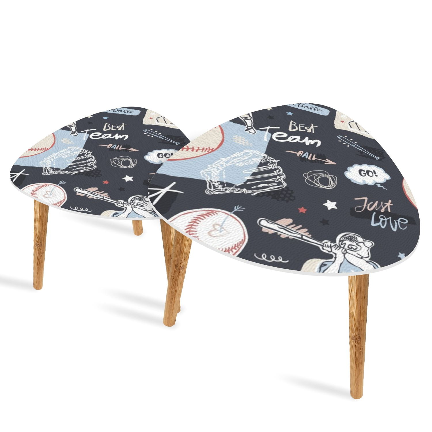 Triangle End Tables Set of 2 Baseball seamless pattern dark Sports ...