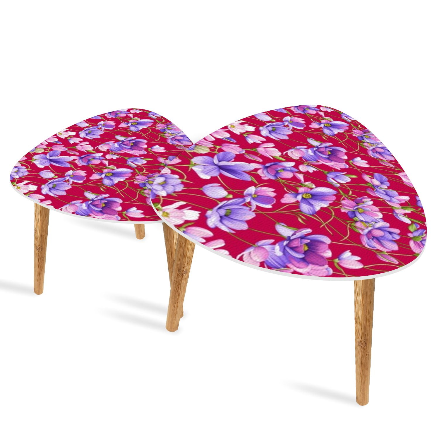 Triangle End Tables Set of 2 Beautiful Flower Watercolor Seamless For ...