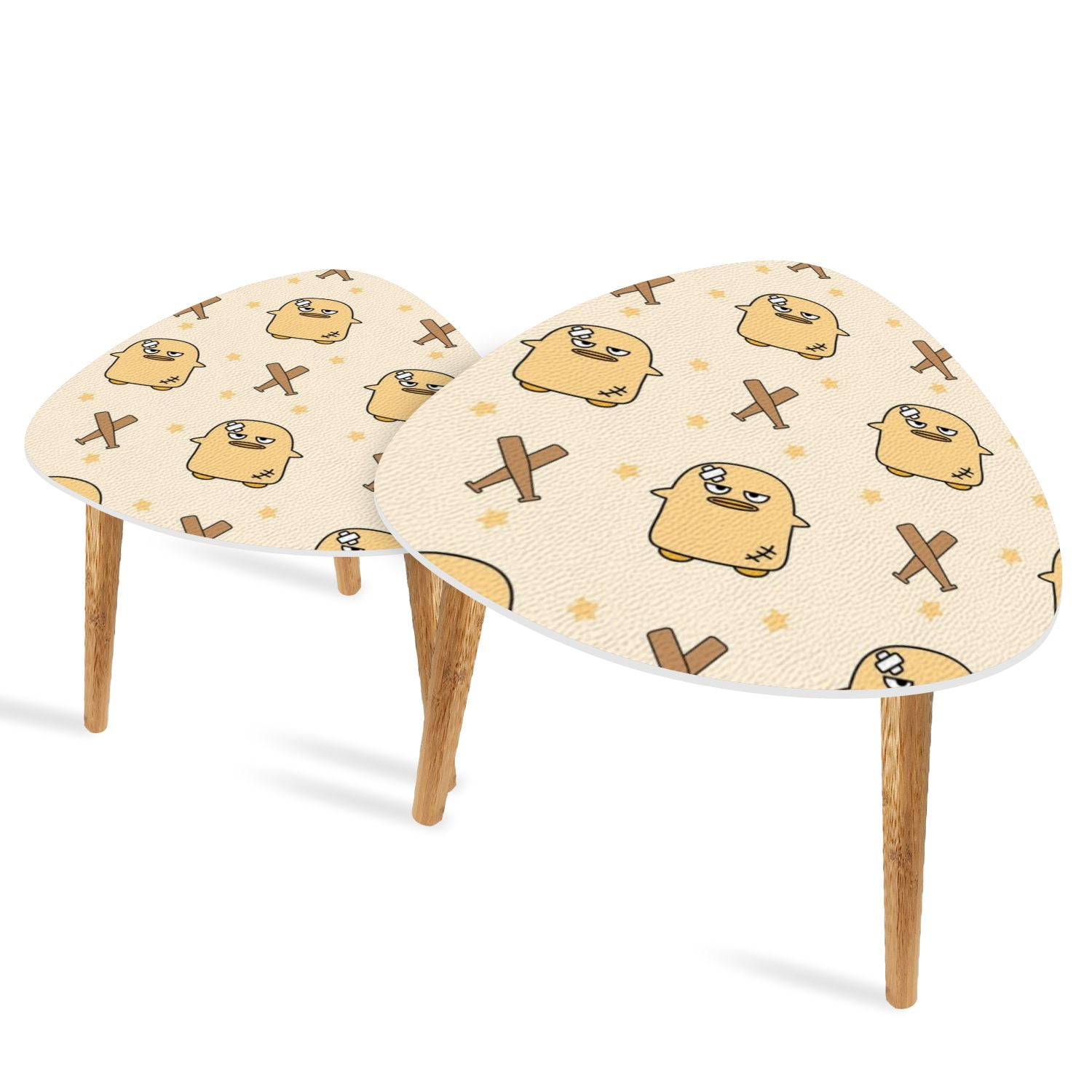 Triangle End Tables Set of 2 Big duck cartoon so angry baseball bat ...