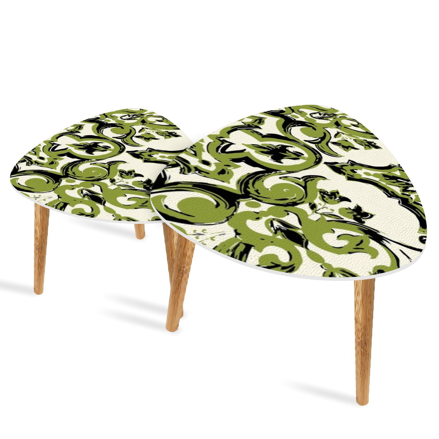 Triangle End Tables Set of 2 Big flowers pattern upscale floral pattern ...