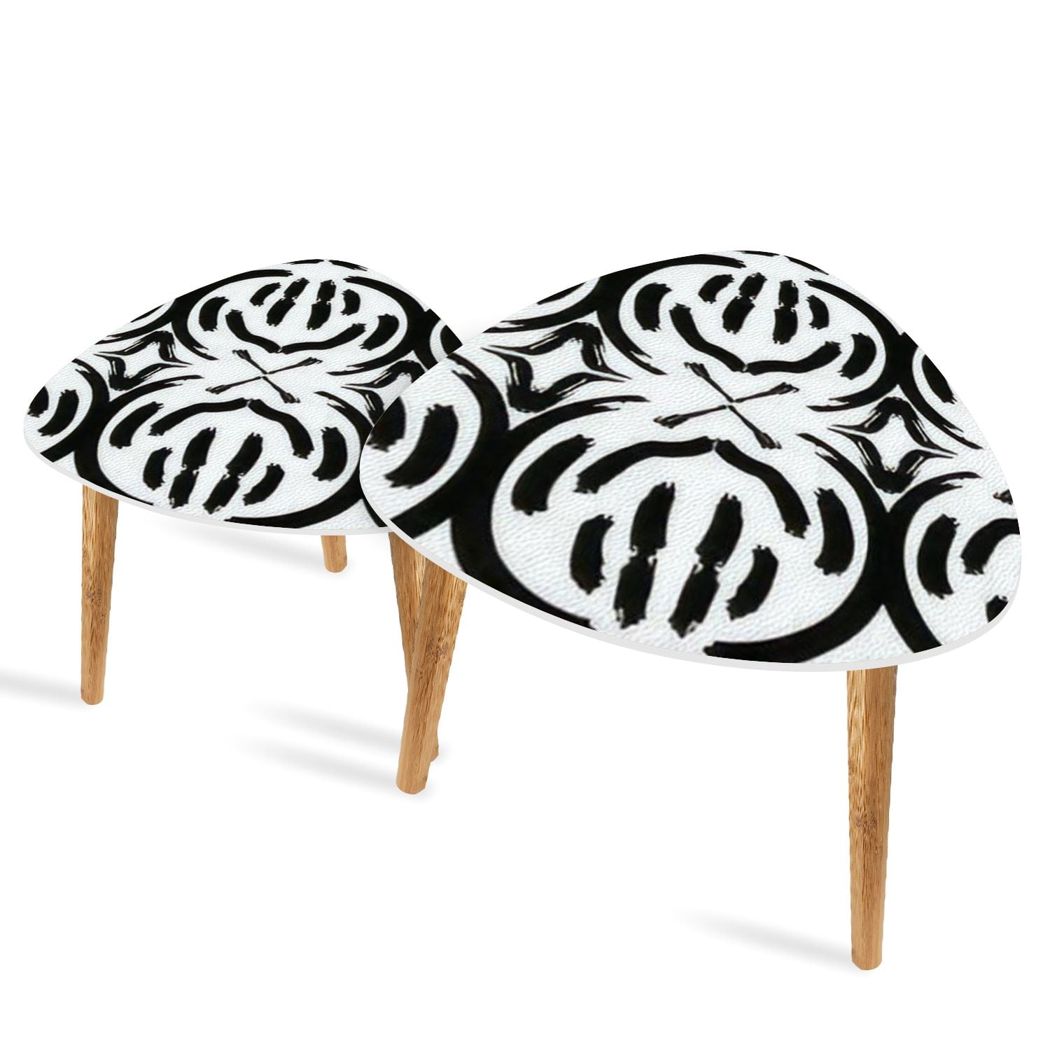 Triangle End Tables Set of 2 Black paint brush strokes seamless Hand ...