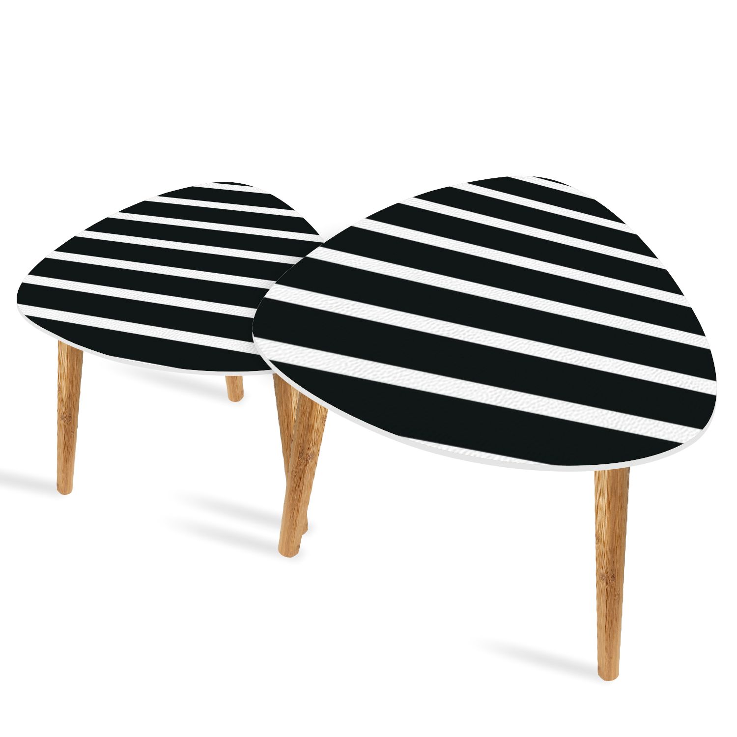 Triangle End Tables Set of 2 Black white stripes seamless pattern Black ...