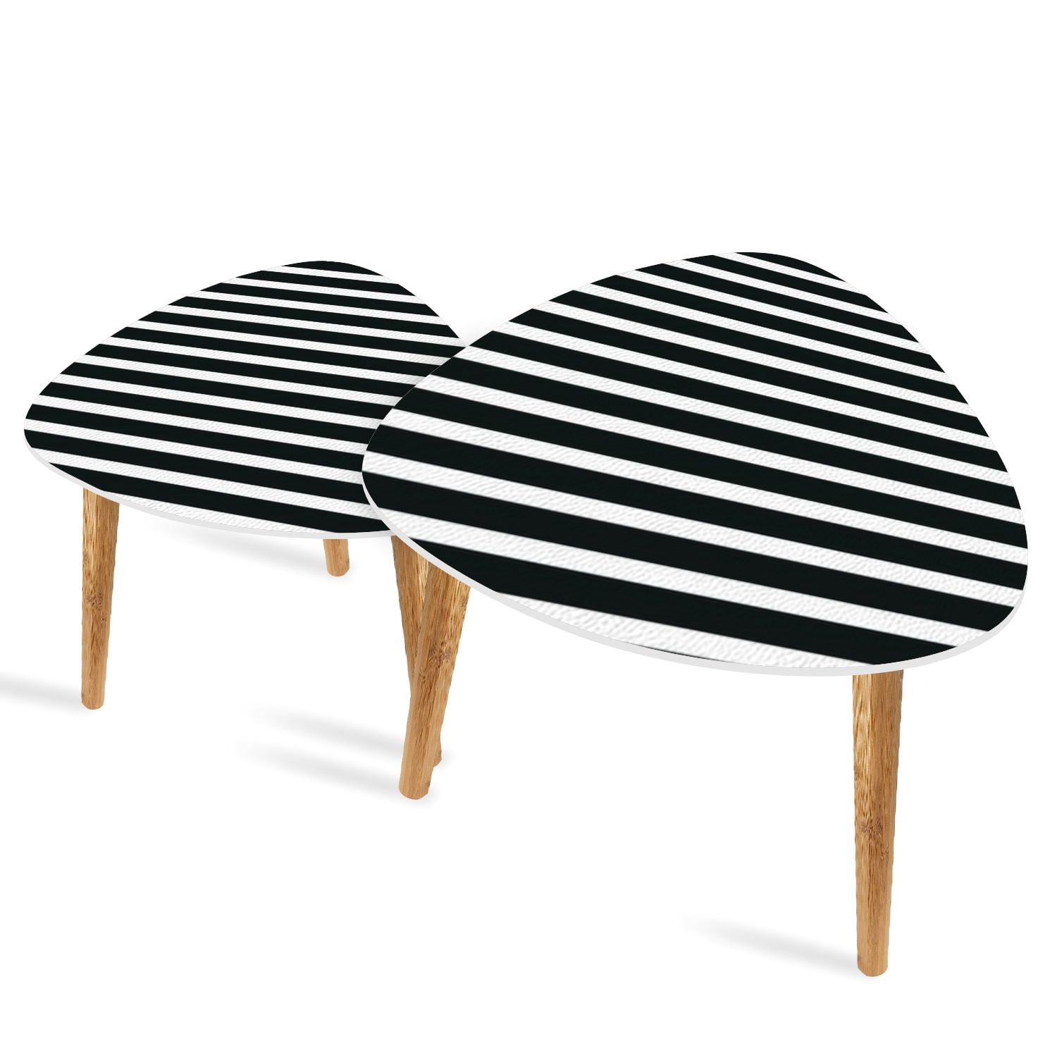 Triangle End Tables Set of 2 Black white stripes seamless pattern Black ...