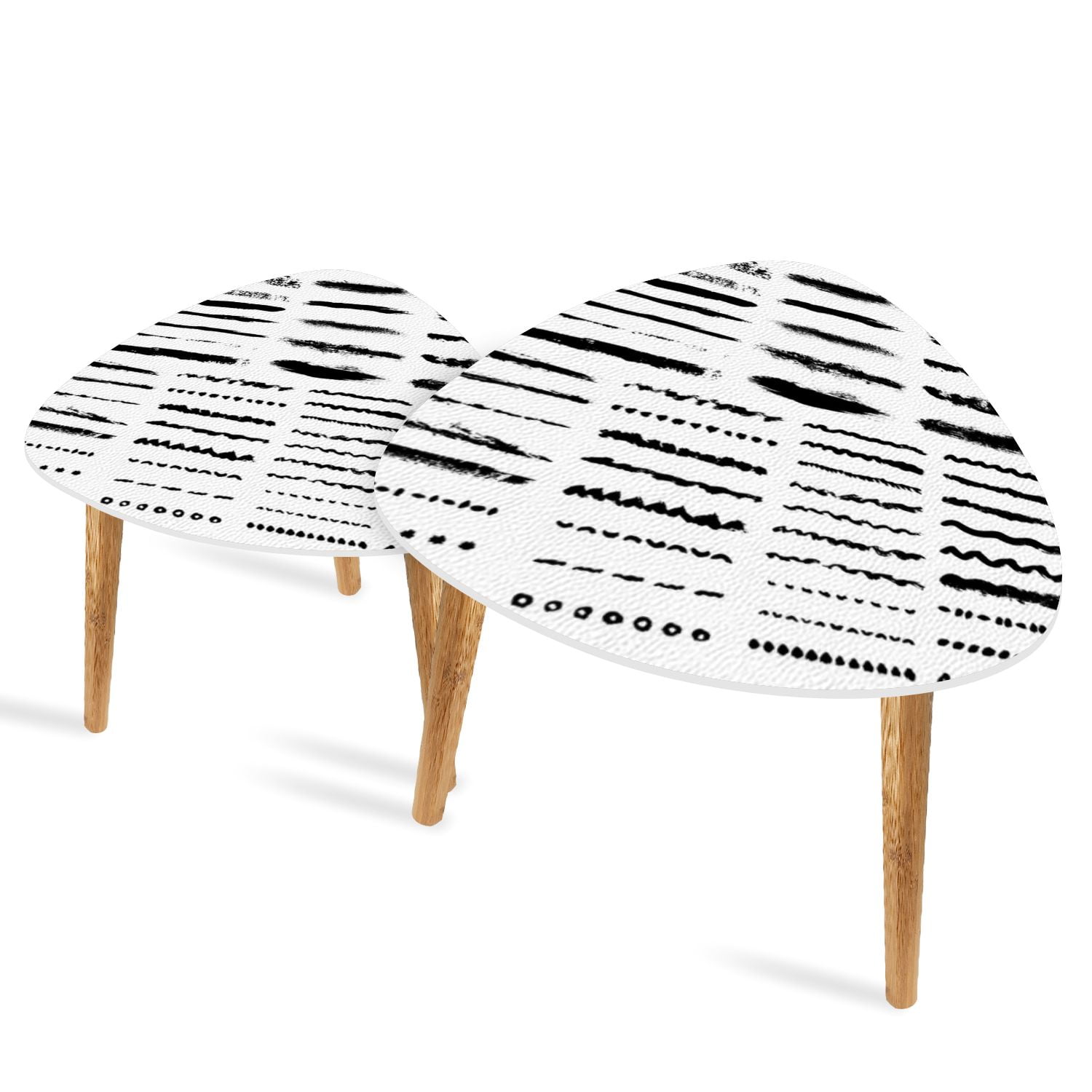 Triangle End Tables Set of 2 Bold strokes Wave dotted straight patterns ...